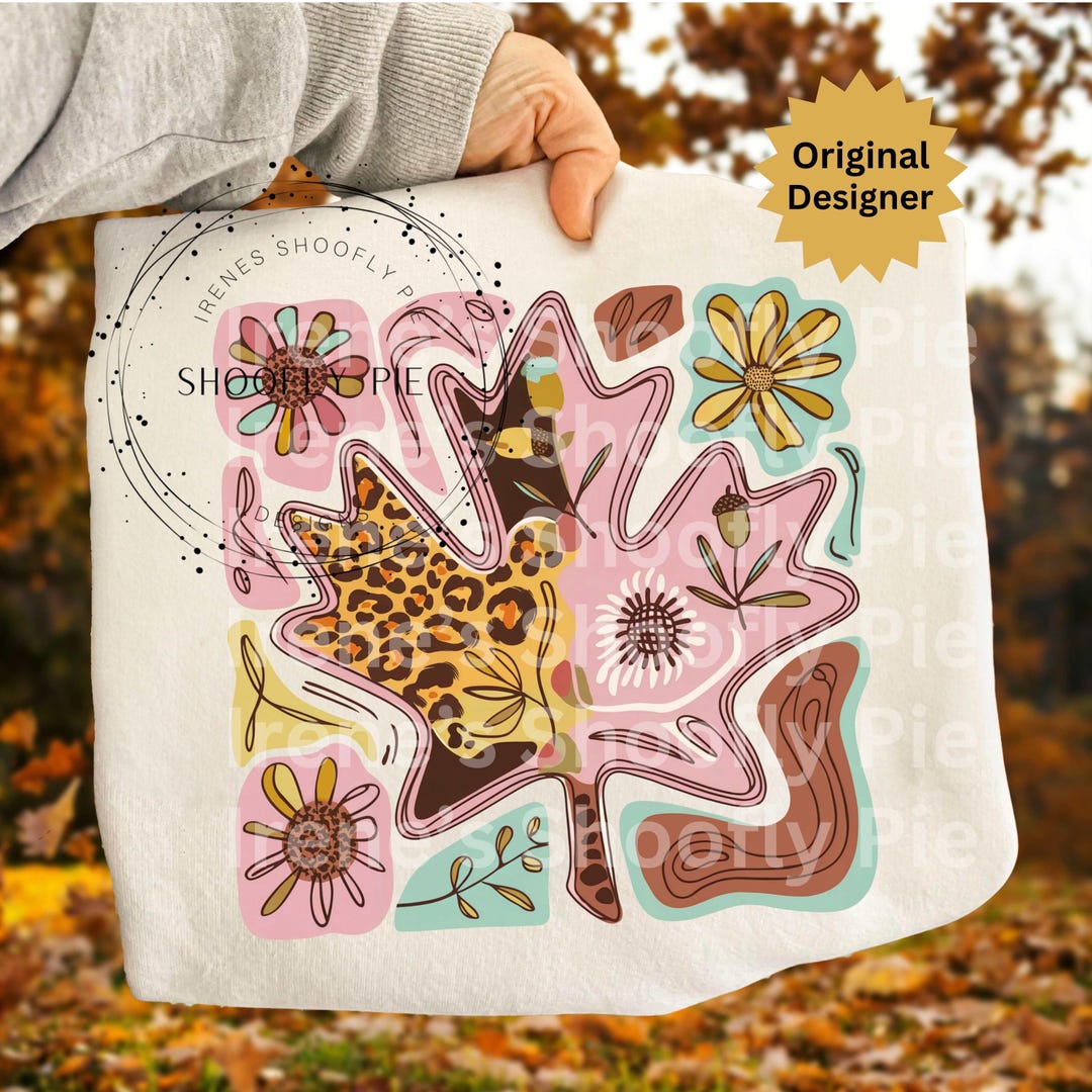 Boho Fall Leaf Png, Floral Maple Leaf PNG, Retro Autumn Shirt Png ...