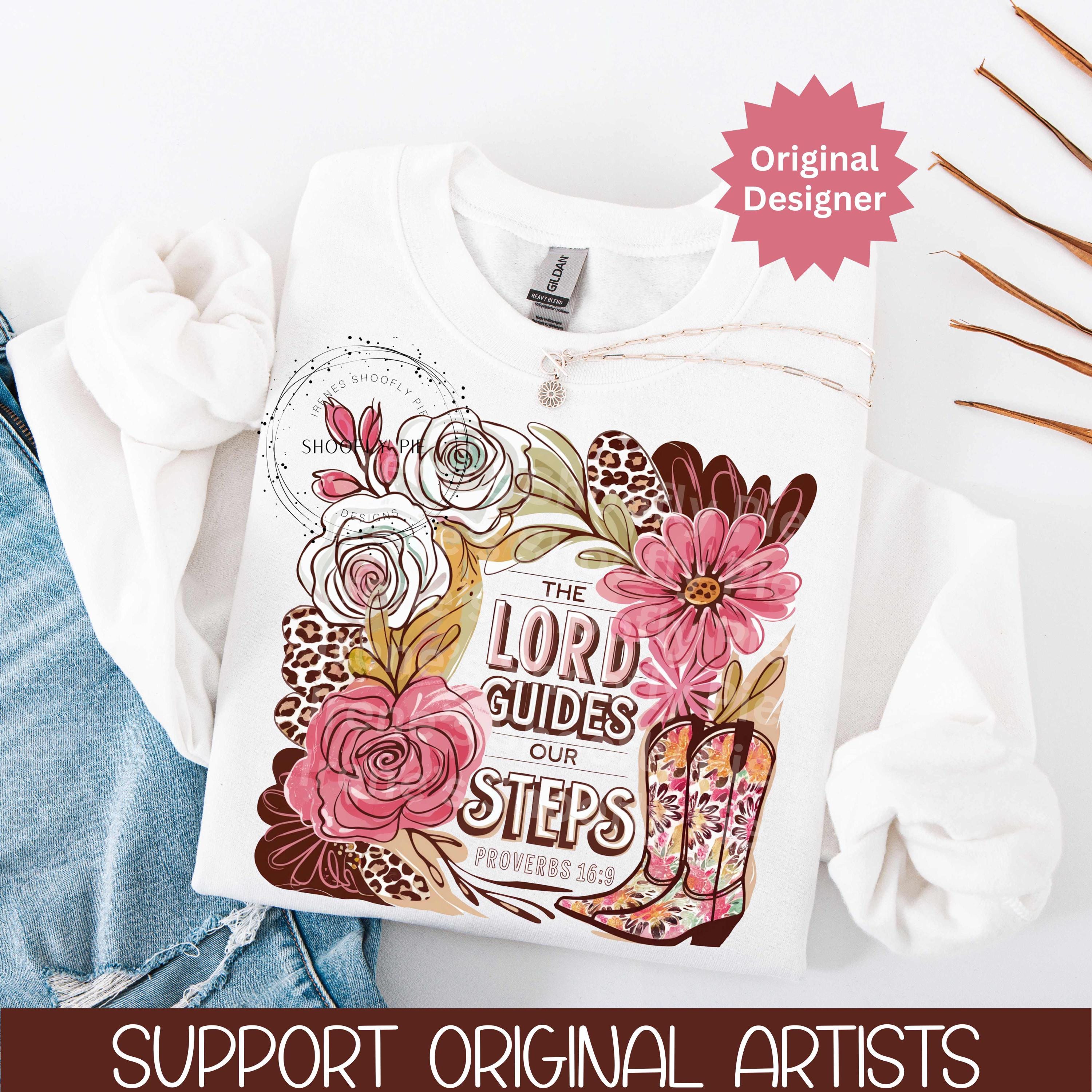 The Lord Guides Our Steps PNG – Floral Christian Sublimation Design for ...