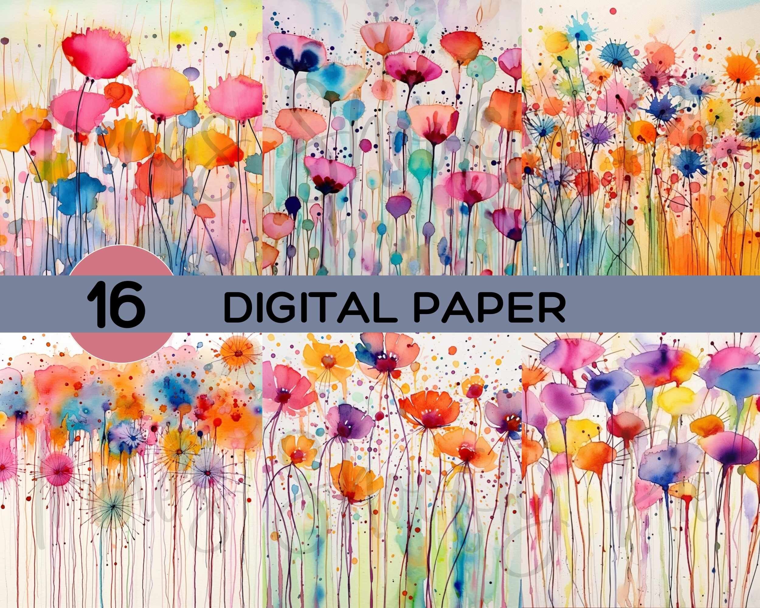 Abstract Floral Digital Paper Abstract Flower Printable Paper Junk ...
