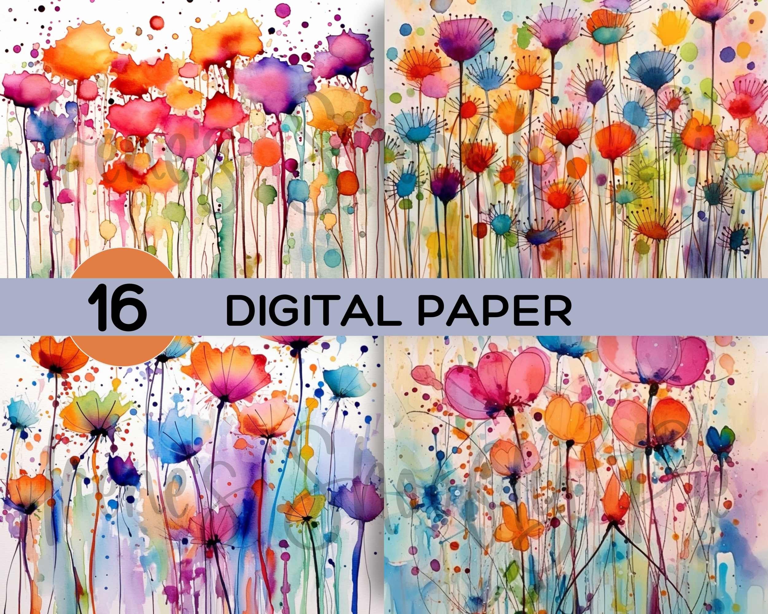 Abstract Floral Digital Paper Abstract Flower Printable Paper Junk ...