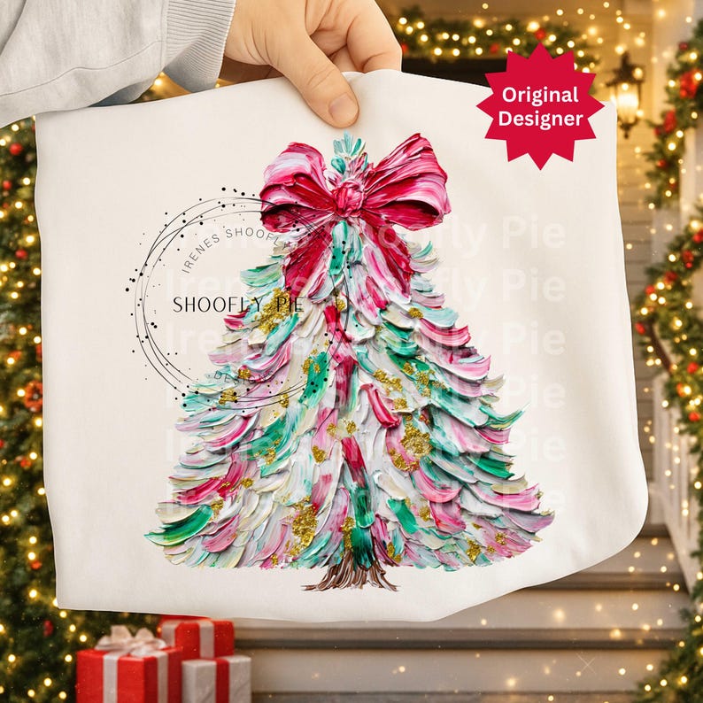 Hand Painted Christmas Tree Png, Preppy Brushstroke Christmas Png ...