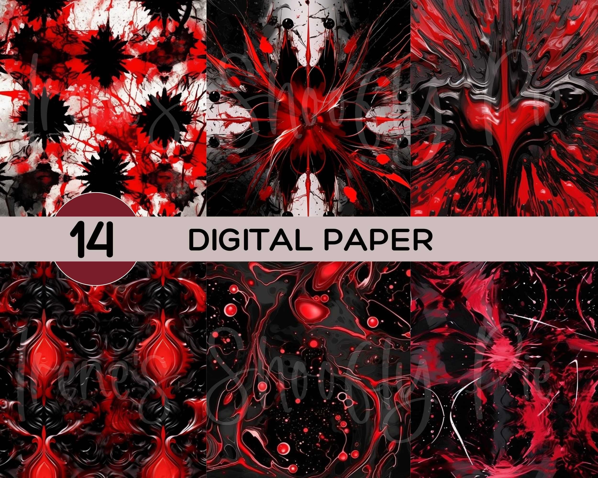 Abstract Digital Paper Gothic Printable Paper Texture Paper Red and ...