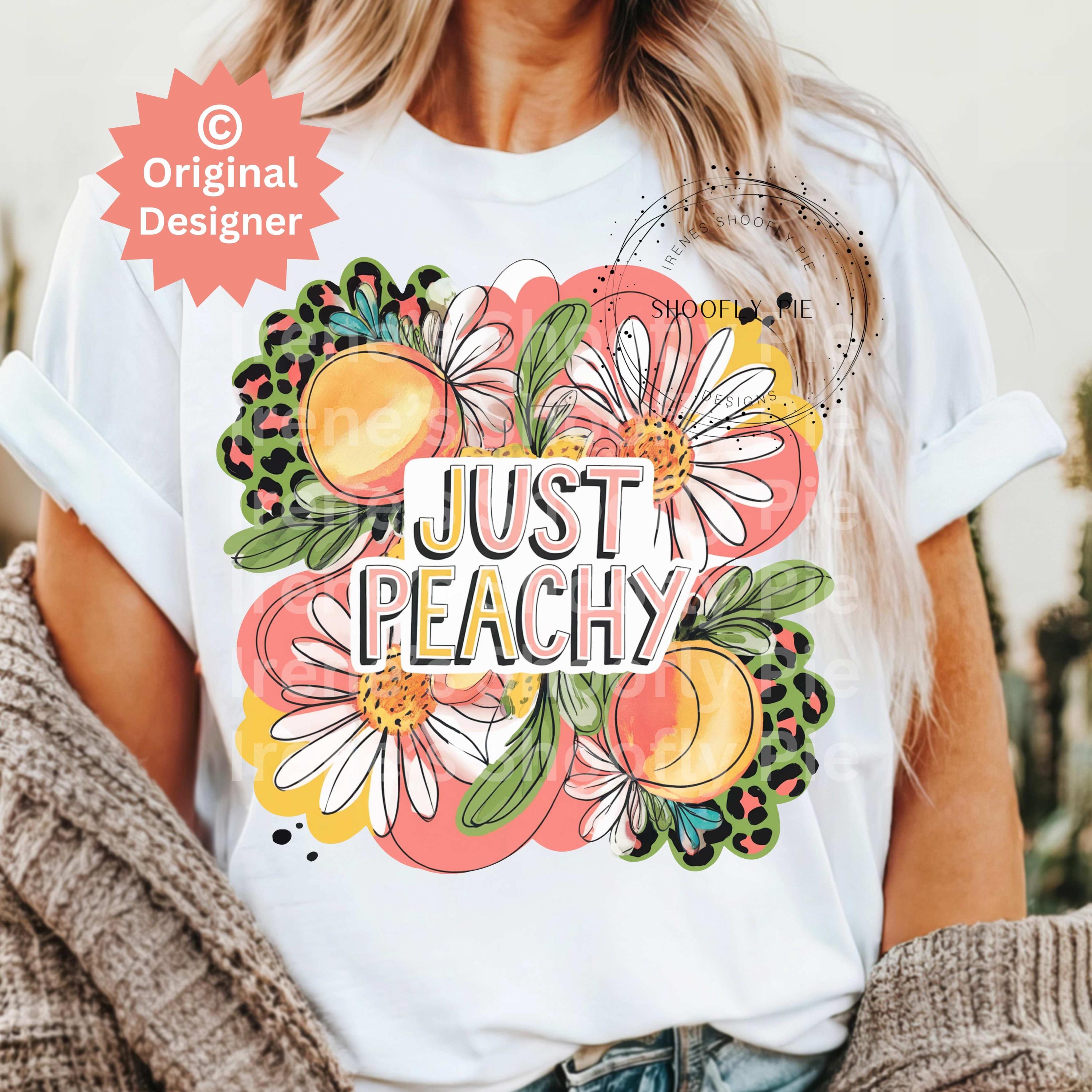 Just Peachy Png, Boho Floral PNG, Summer Sublimation Designs, Preppy ...