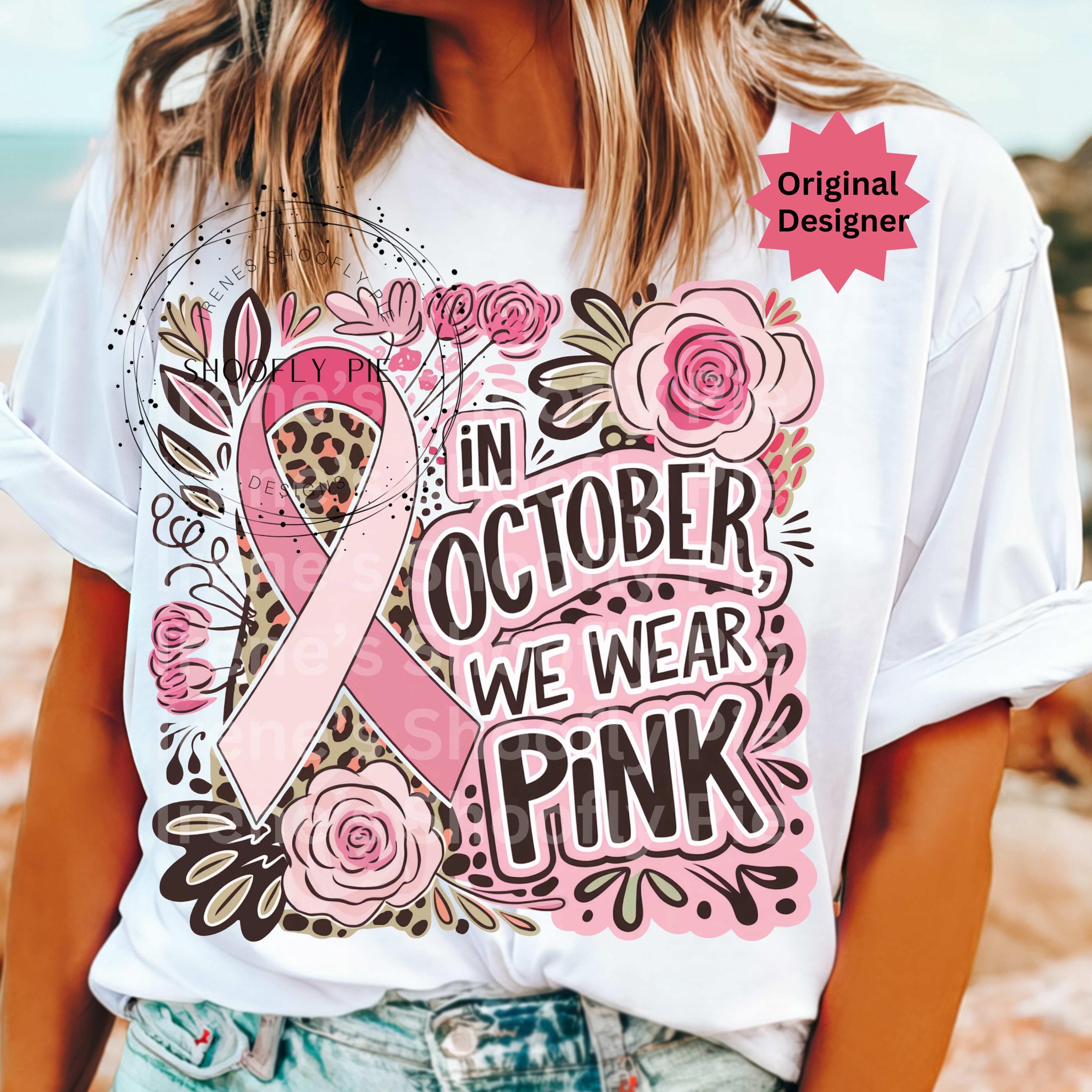 In October We Wear Pink Png, Preppy Breast Cancer Png, Breast Cancer ...