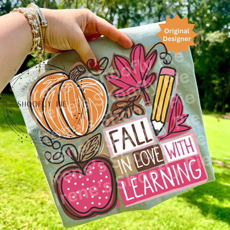 Retro Teacher Fall Png, Fall in Love With Learning Png, Fall T-shirt ...