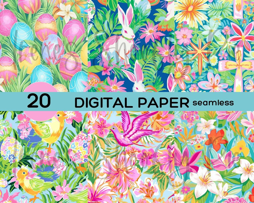 Preppy Easter Digital Paper - Easter Seamless Patterns - Spring ...