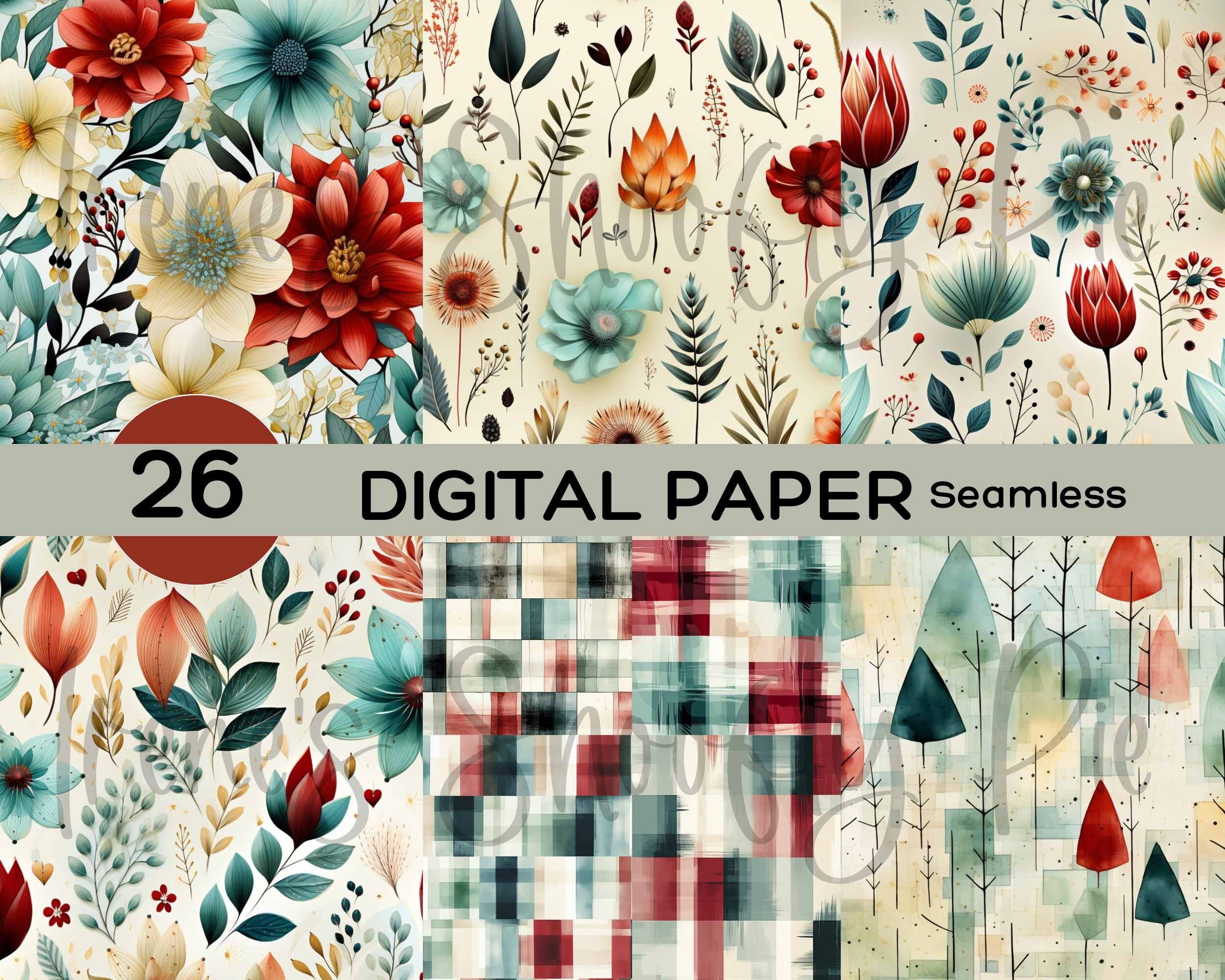 Vintage Floral Digital Paper Vintage Seamless Patterns Sublimation ...