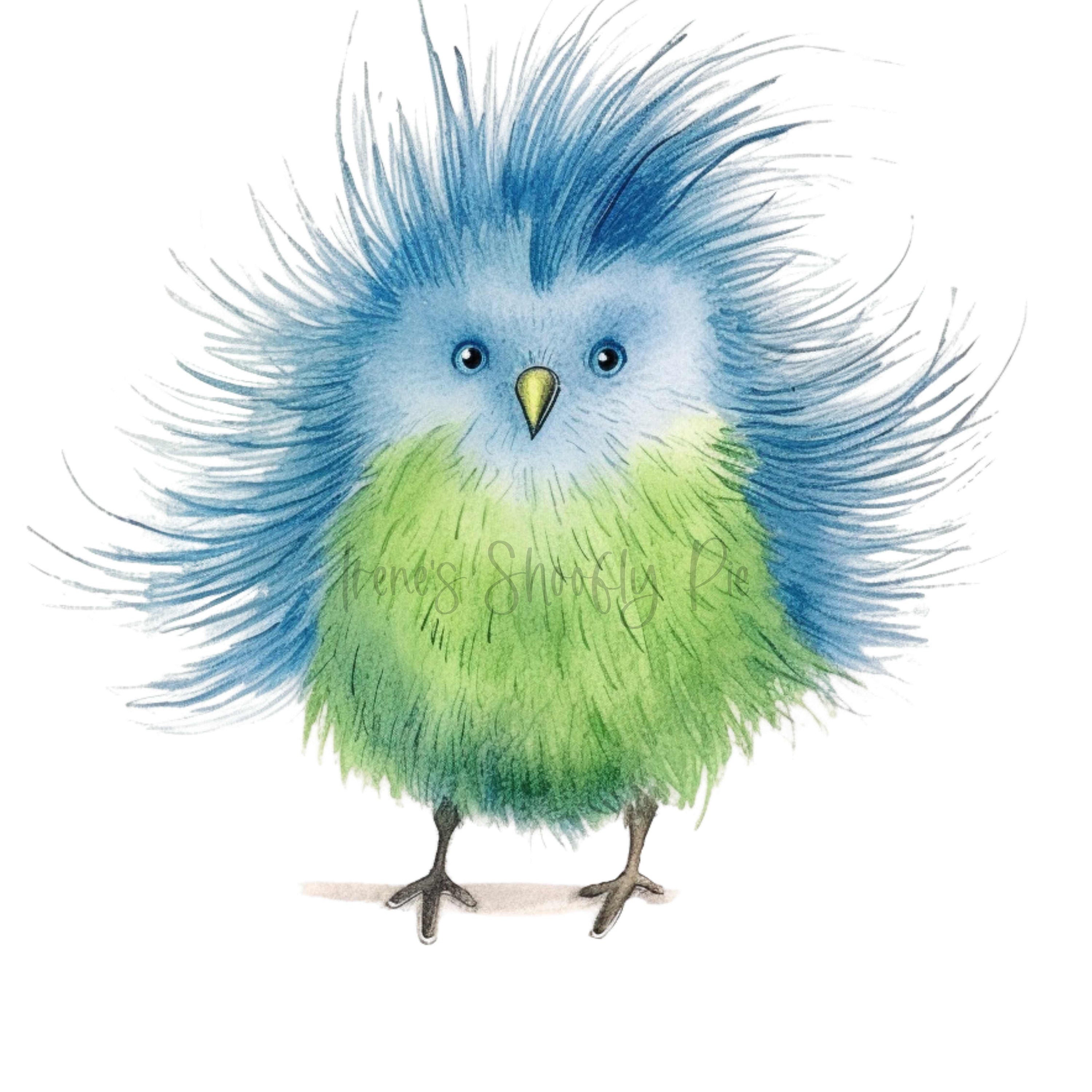 Quirky Bird Clipart - Whimsical Birds PNG - Mixed Media - Digital ...