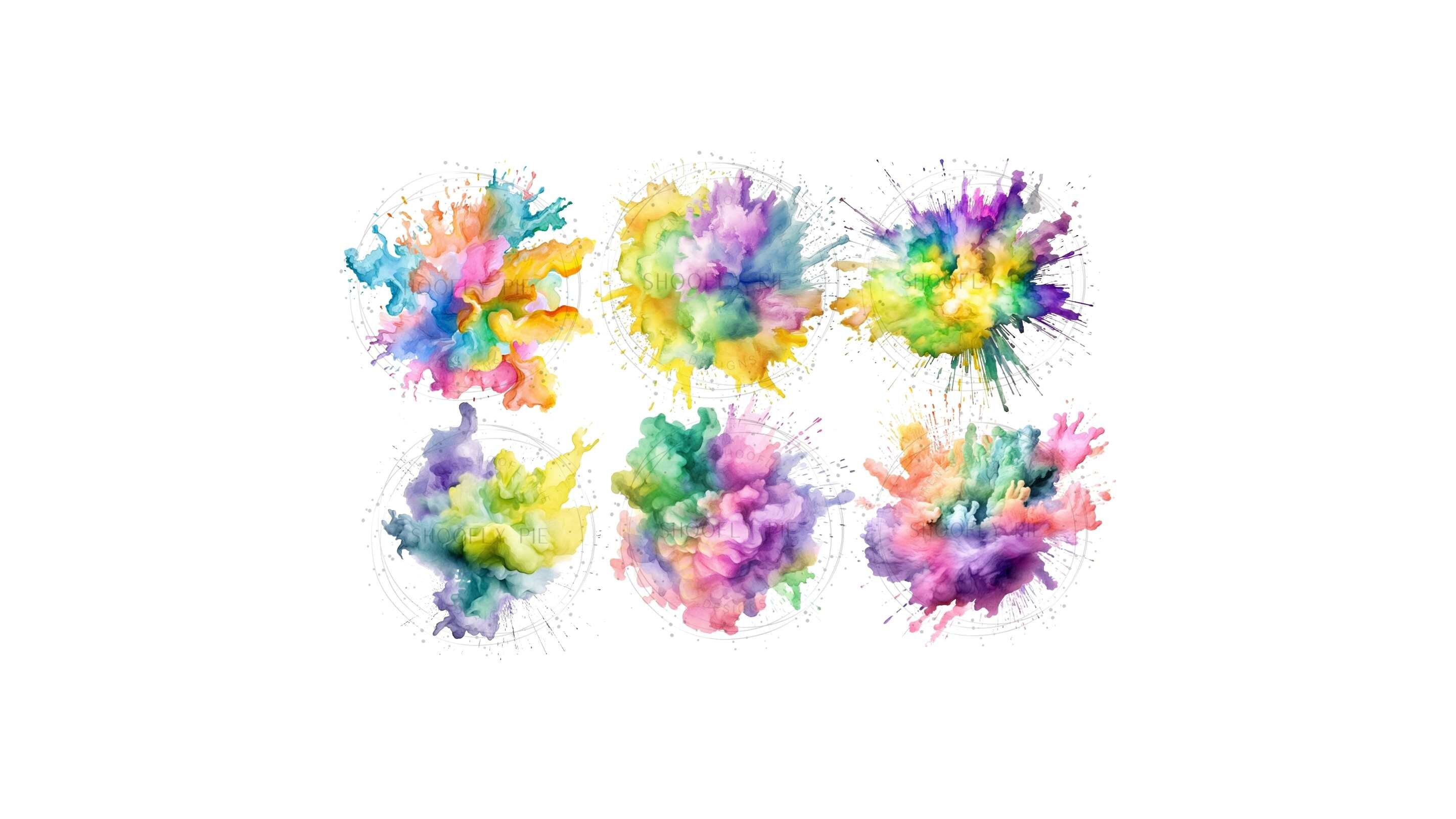 Spring Watercolor Paint Splash Clipart Color Splash PNG Colorful ...