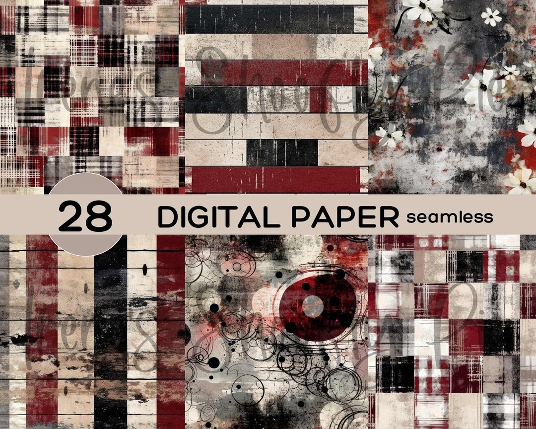 Grunge Digital Paper - Distressed Seamless Patterns - Shabby Chic ...