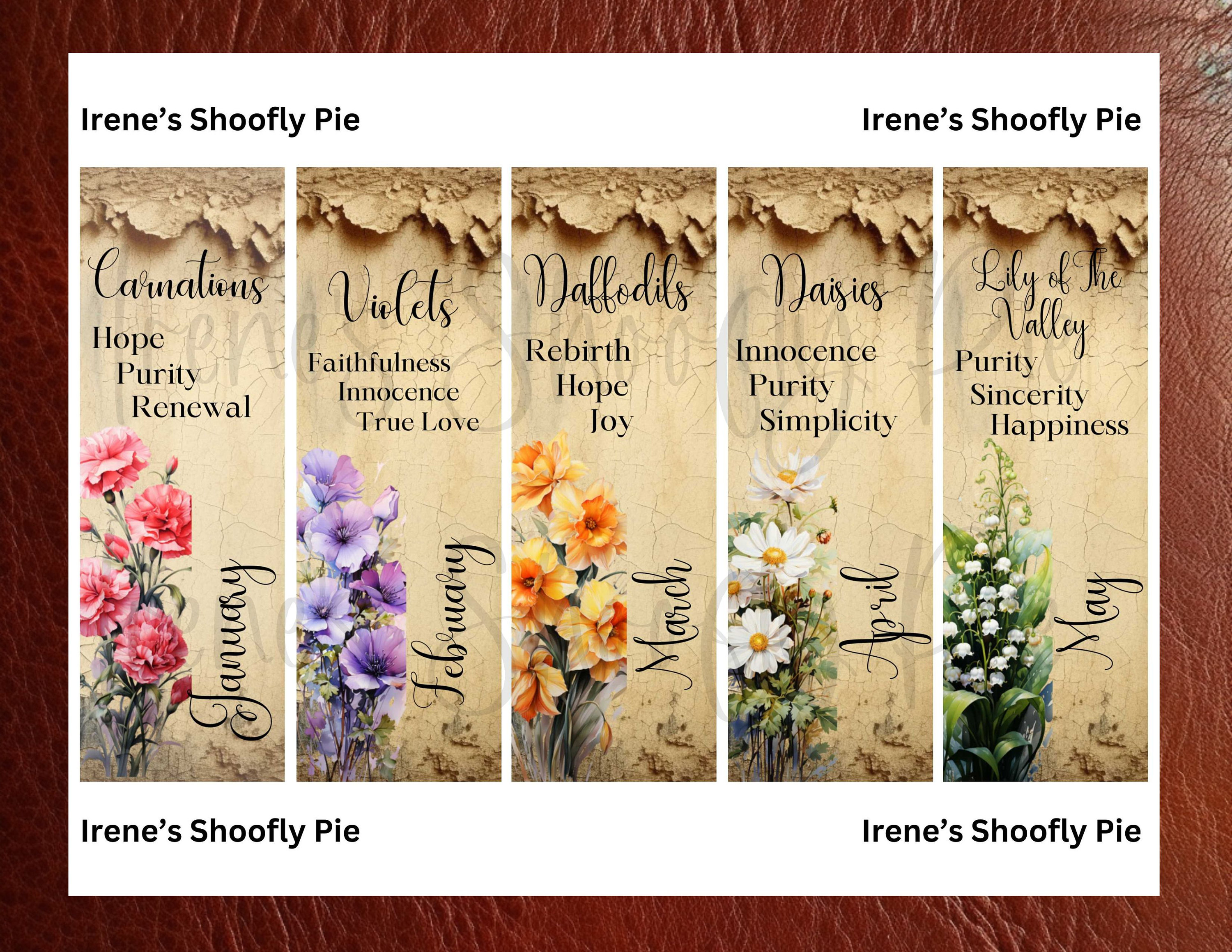 Birth Flower Bookmark Set - JPG Bookmark Sets - Birth Flower Meaning ...