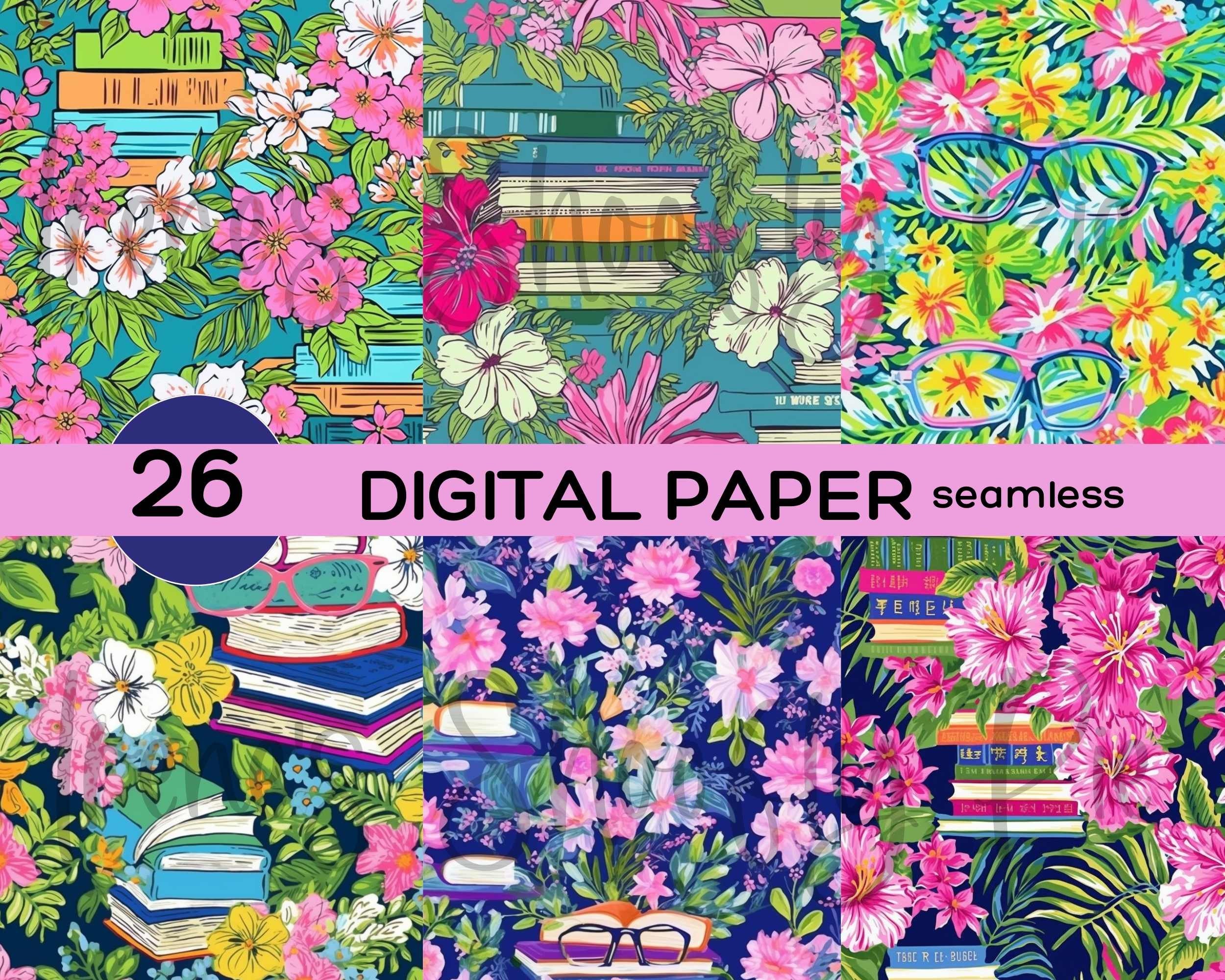 Preppy Books Digital Paper - Preppy Seamless Patterns - Sublimation ...