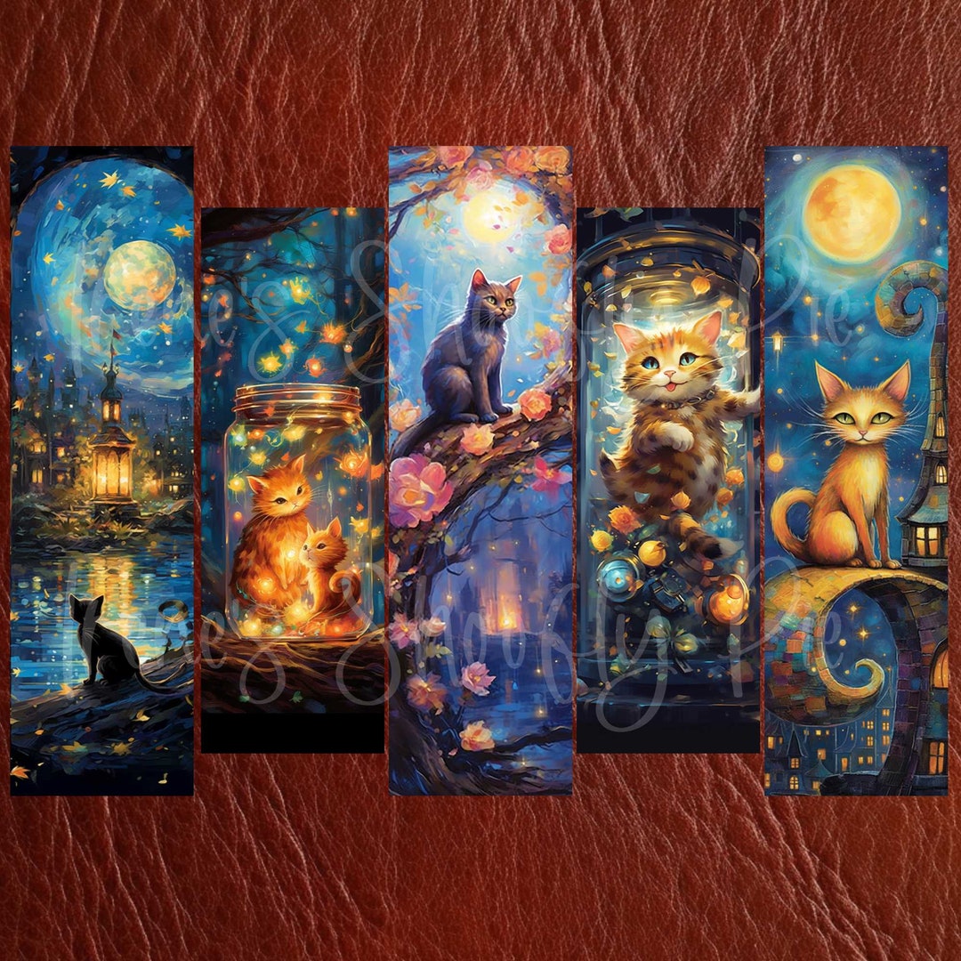 Cat Printable Bookmark Set - Fantasy Bookmark Sets - Kitten Bookmarks ...