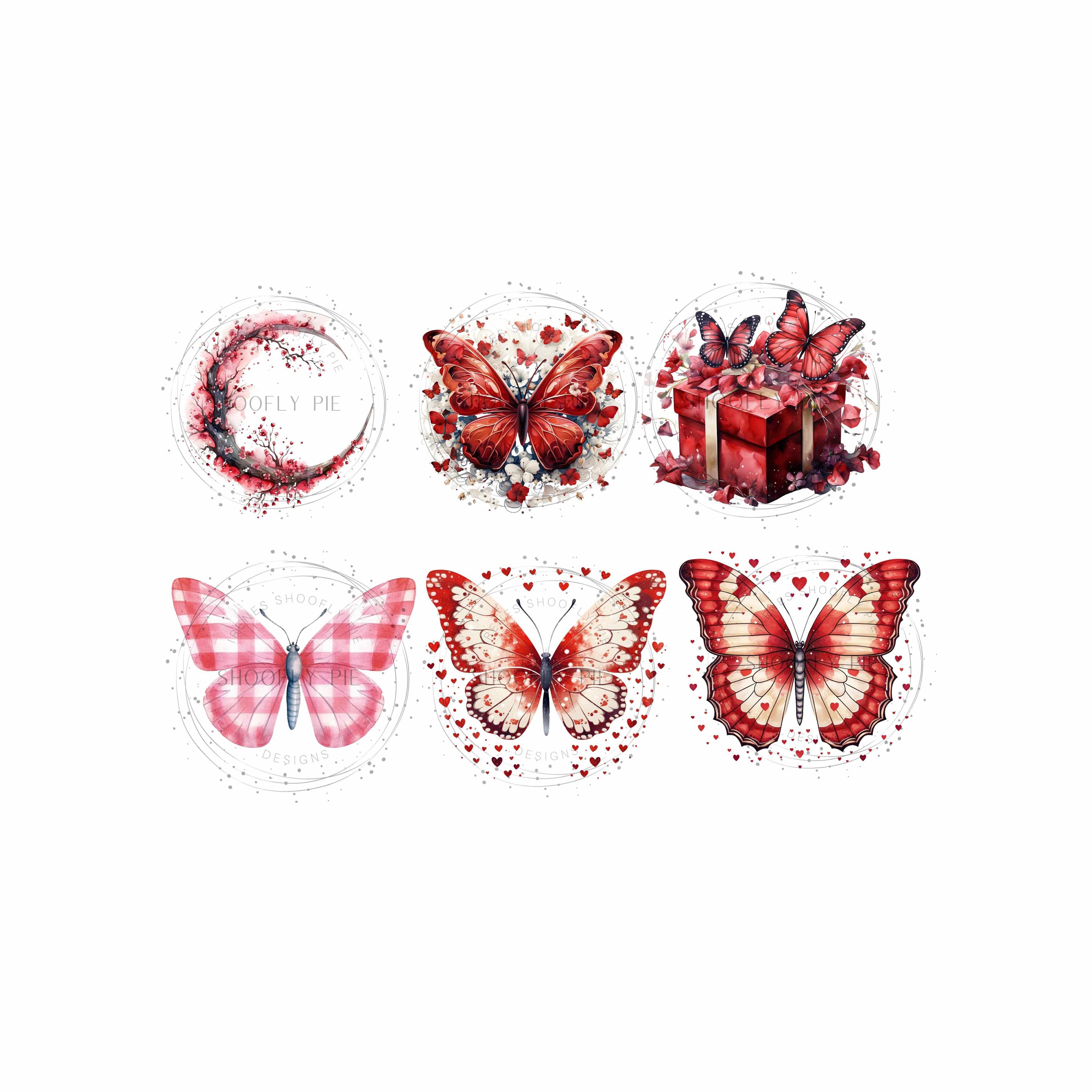 Valentines Butterflies Watercolor Clipart Butterfly PNG Valentines ...