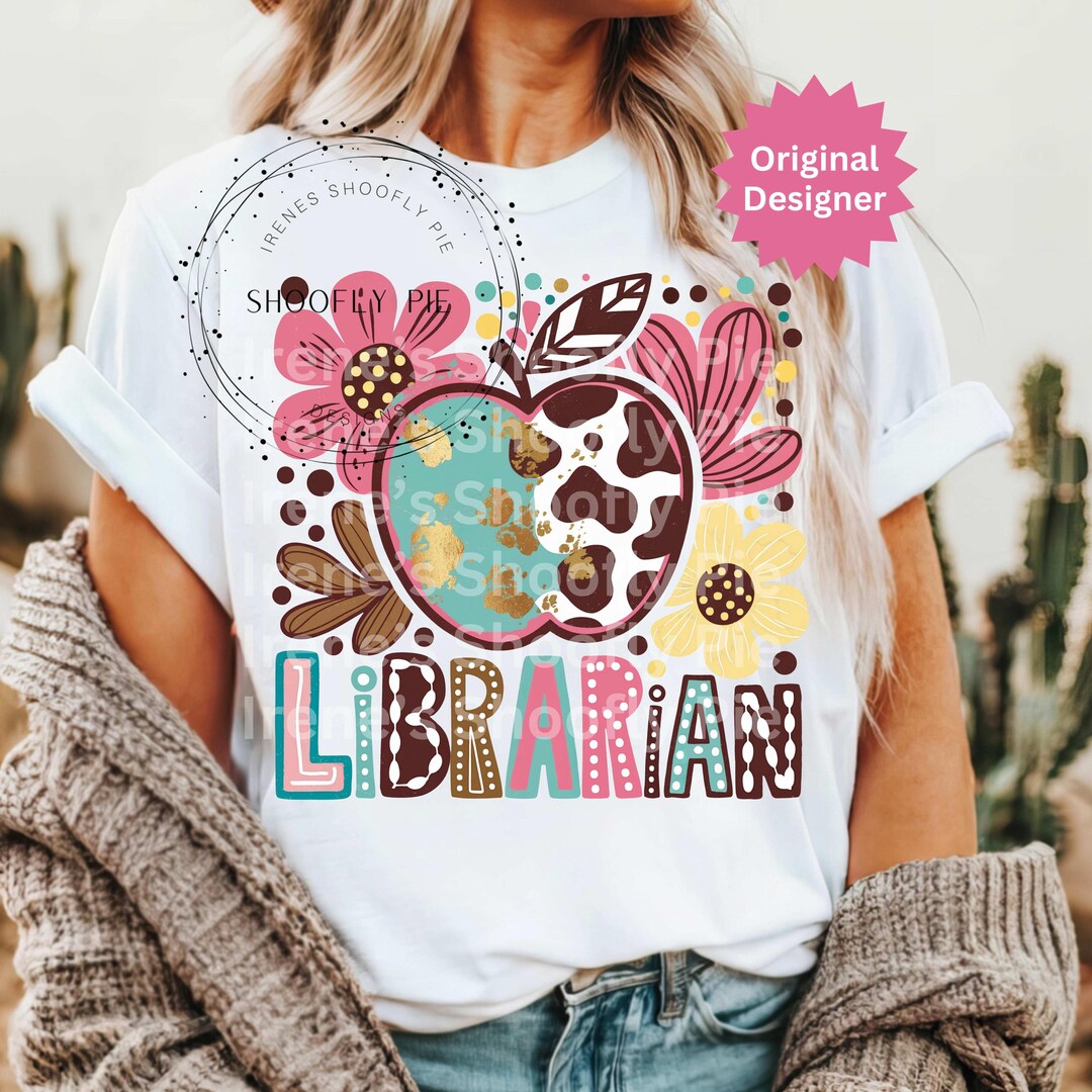 Boho Floral Librarian PNG, Sublimation Design, Back to School Png ...