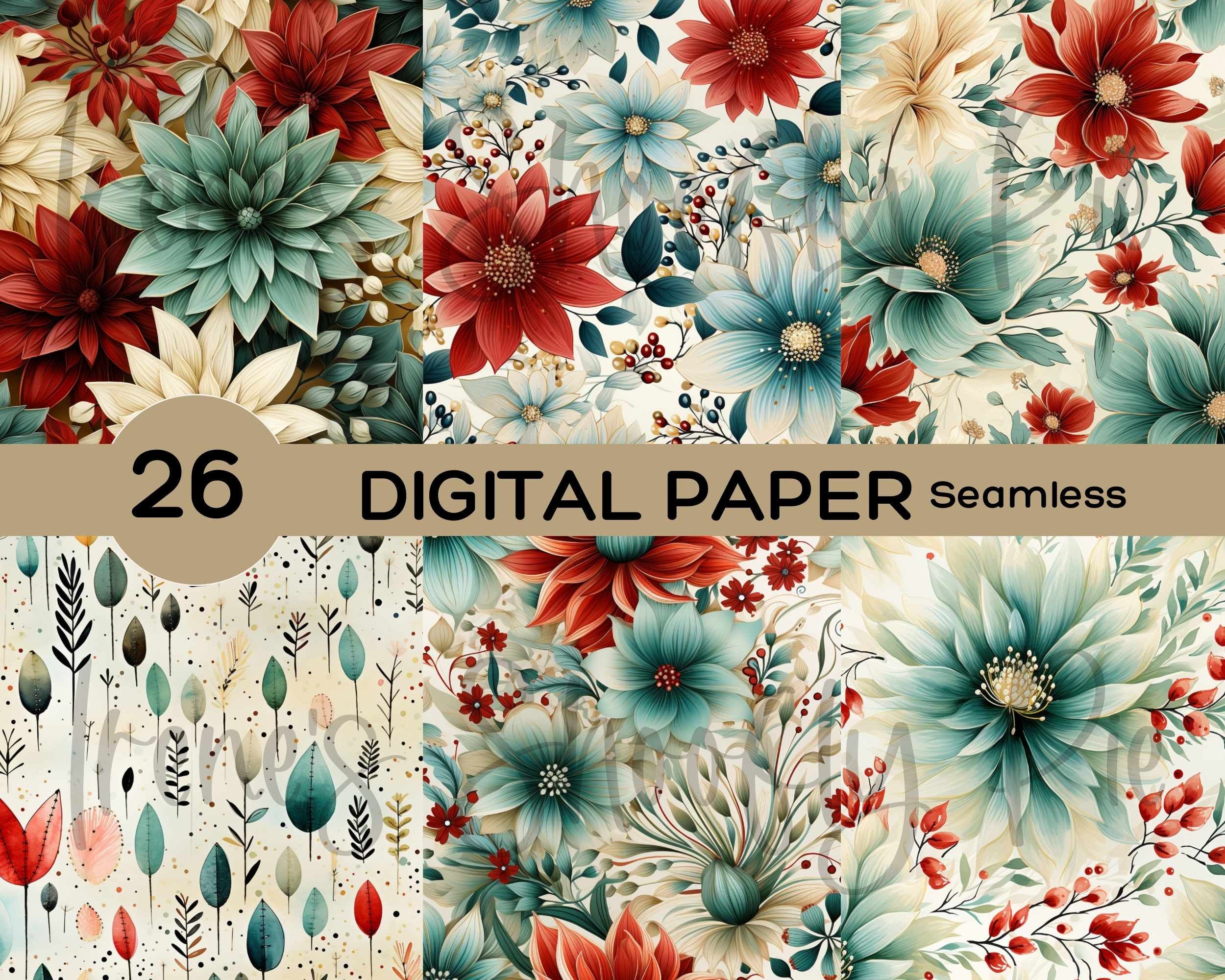 Vintage Floral Digital Paper Vintage Seamless Patterns Sublimation ...