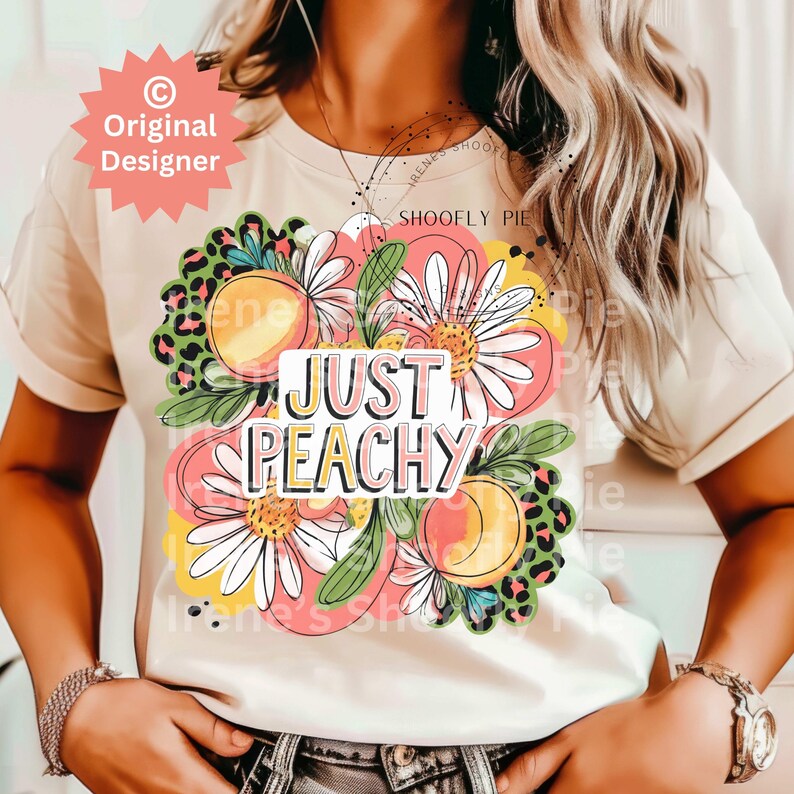 Just Peachy Png, Boho Floral PNG, Summer Sublimation Designs, Preppy ...