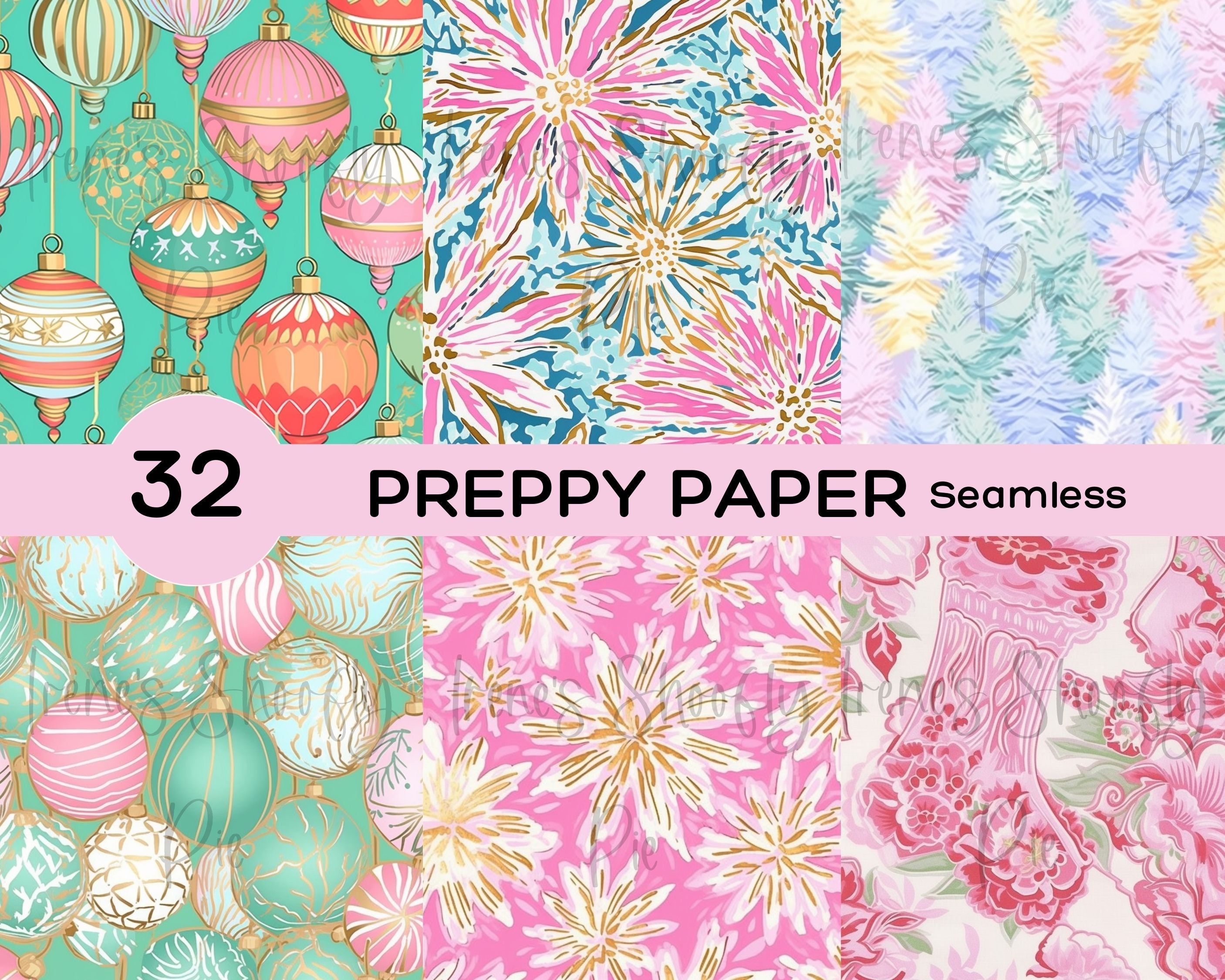 Preppy Christmas Digital Paper - Christmas Seamless Patterns ...
