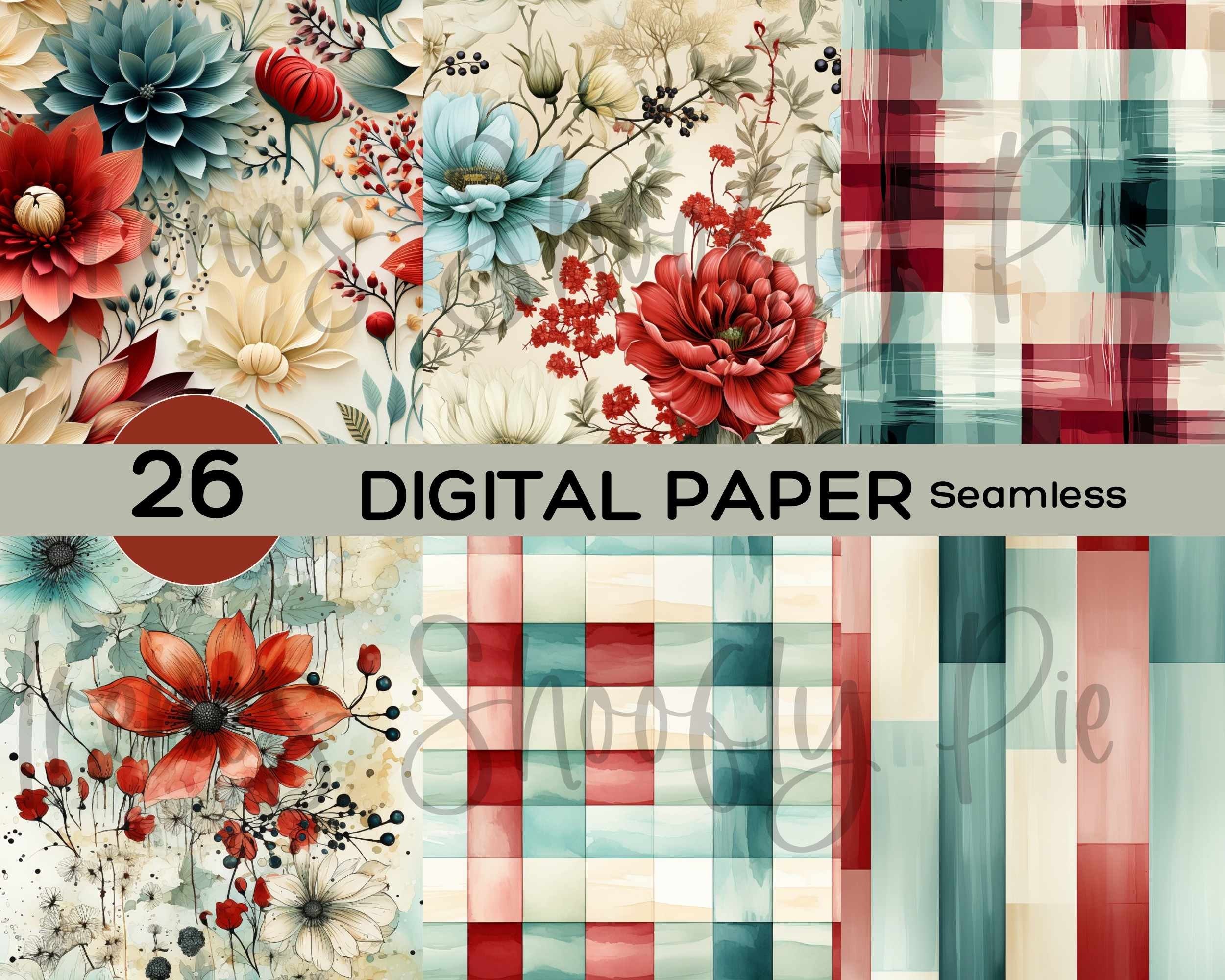 Vintage Floral Digital Paper Vintage Seamless Patterns Sublimation ...