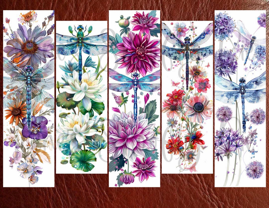 Dragonfly Bookmark Set - JPG Bookmark Sets - Dragonfly Art Bookmarks ...