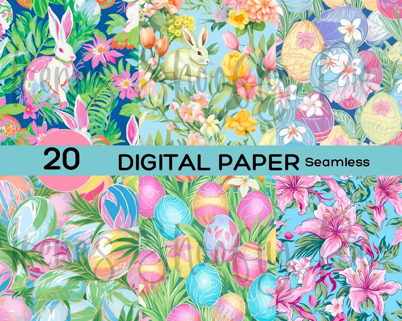 Preppy Easter Digital Paper - Easter Seamless Patterns - Spring ...