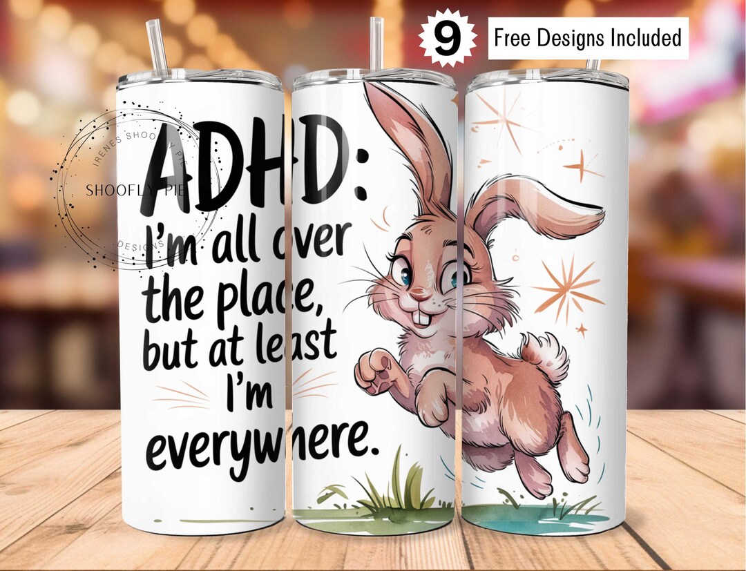 ADHD Funny 20oz Skinny Tumbler Wrap, Adhd Awareness Tumbler Wrap ...