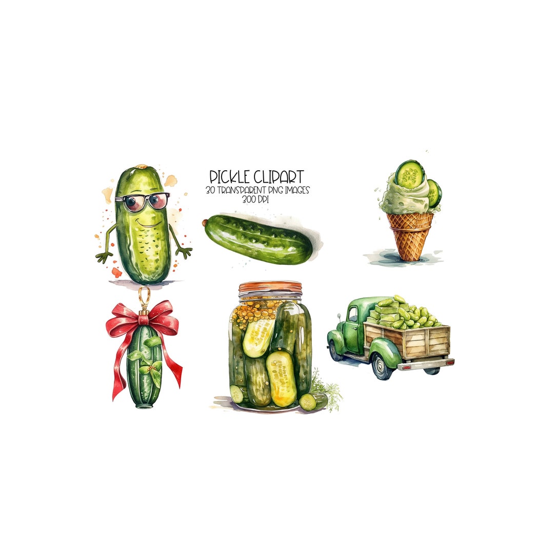 Pickle Watercolor Clipart - Food PNG - Pickle Designs - T-shirts ...