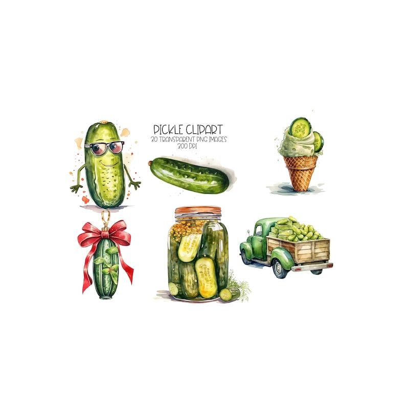 Pickle Watercolor Clipart - Food PNG - Pickle Designs - T-shirts ...