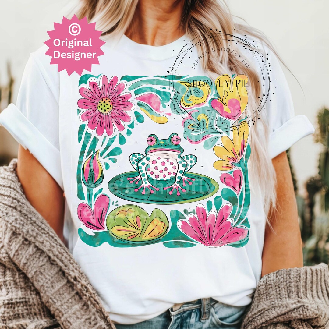 Frog PNG, Frog Sublimation Designs, Cute Frog Png, Preppy Frog Png ...