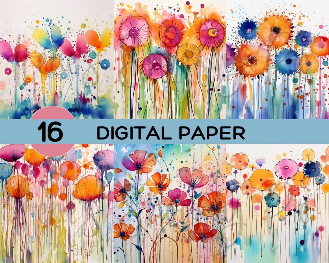 Abstract Floral Digital Paper - Abstract Flower Printable Paper - Junk ...