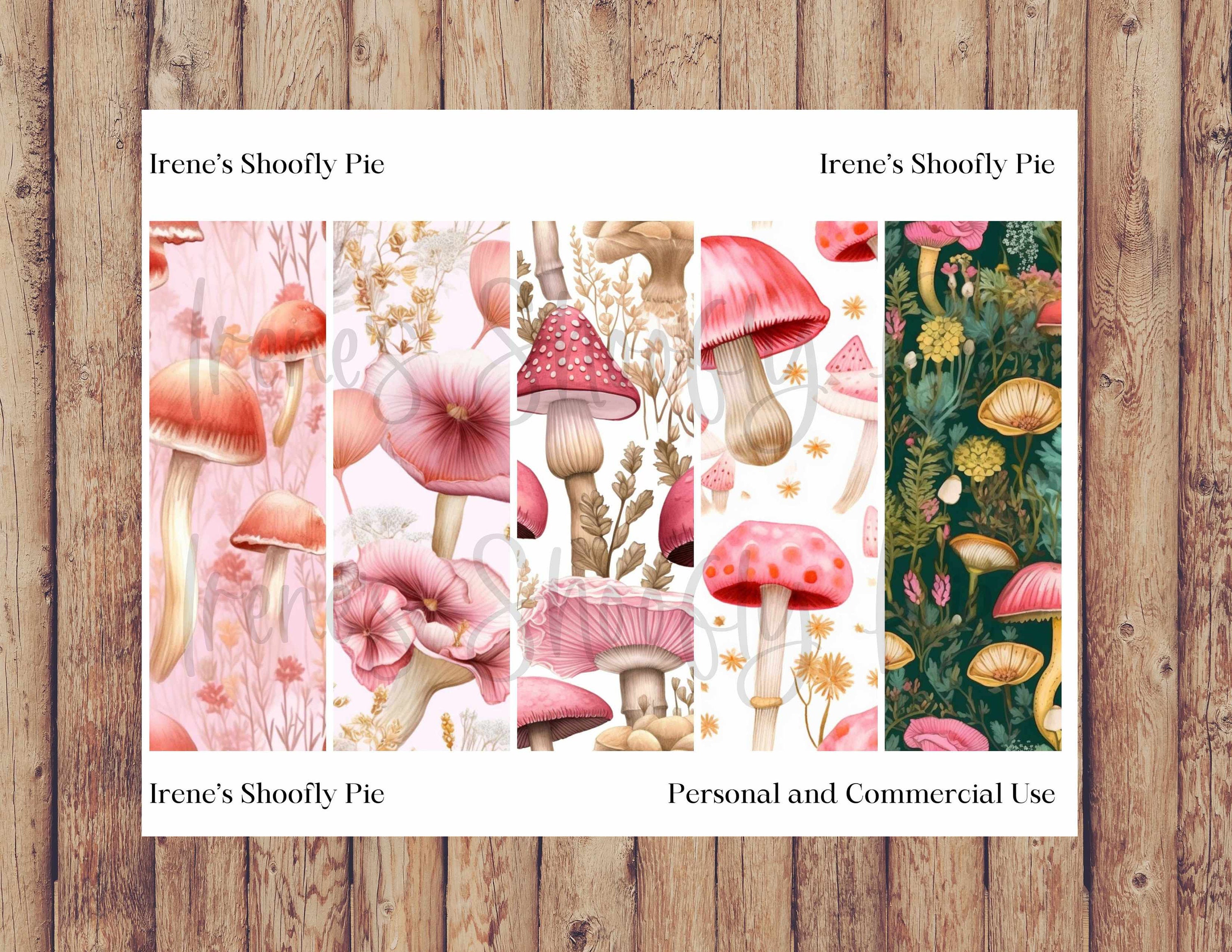 Pink Mushroom Printable Bookmark Set Mushroom Bookmarks Digital ...