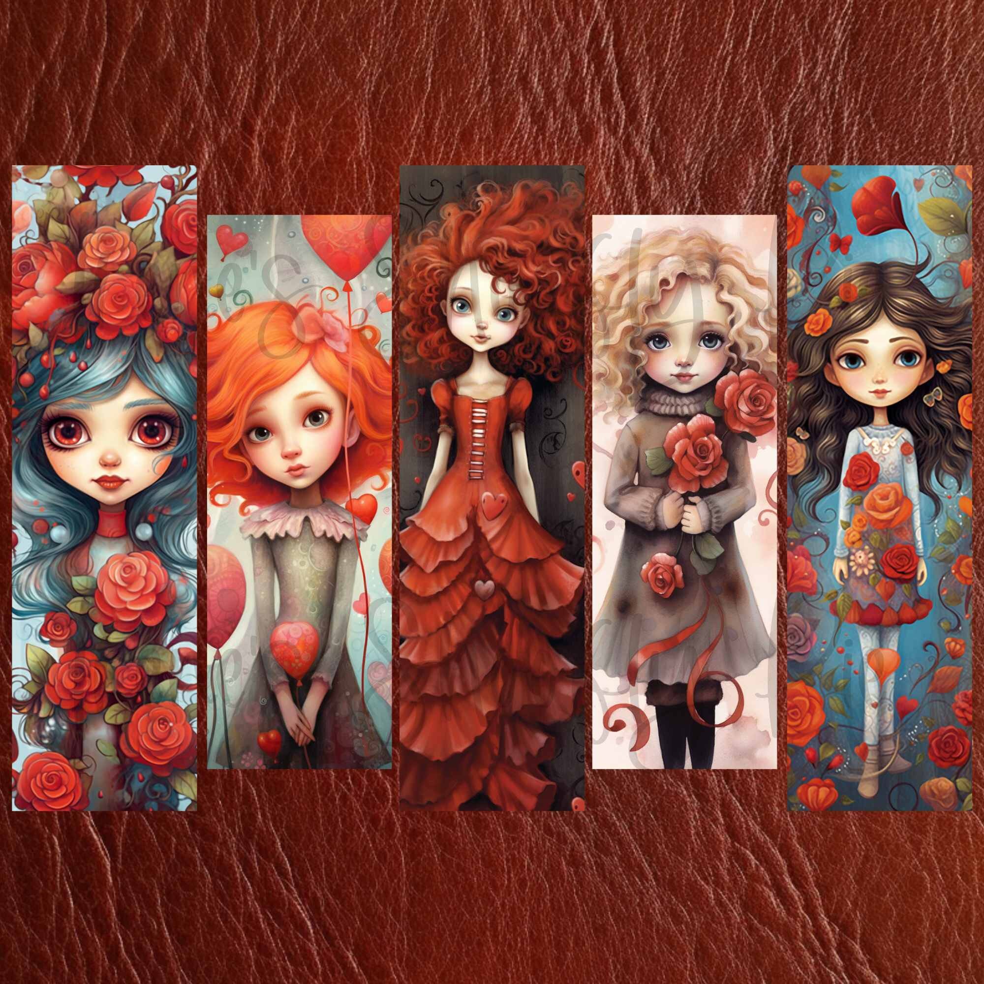 Valentines Printable Bookmark Set Valentine Girls Bookmark Sets Cute ...