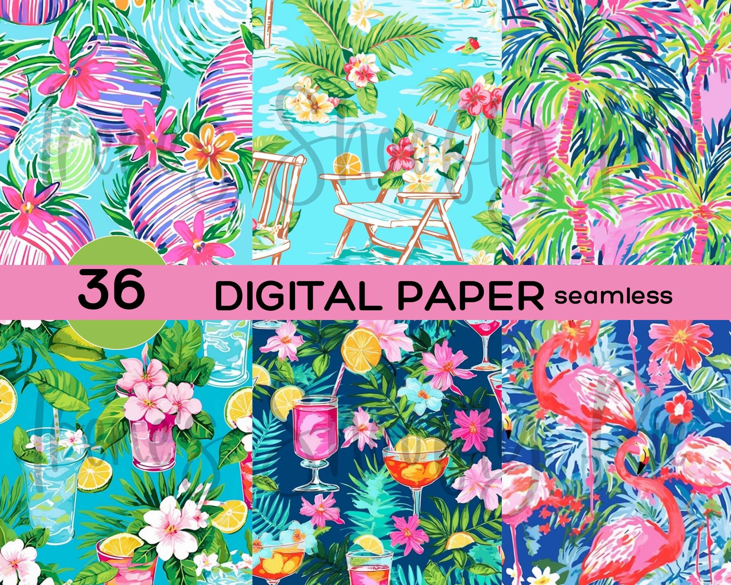 Preppy Beach Digital Paper Beach Seamless Patterns Sublimation Multi ...