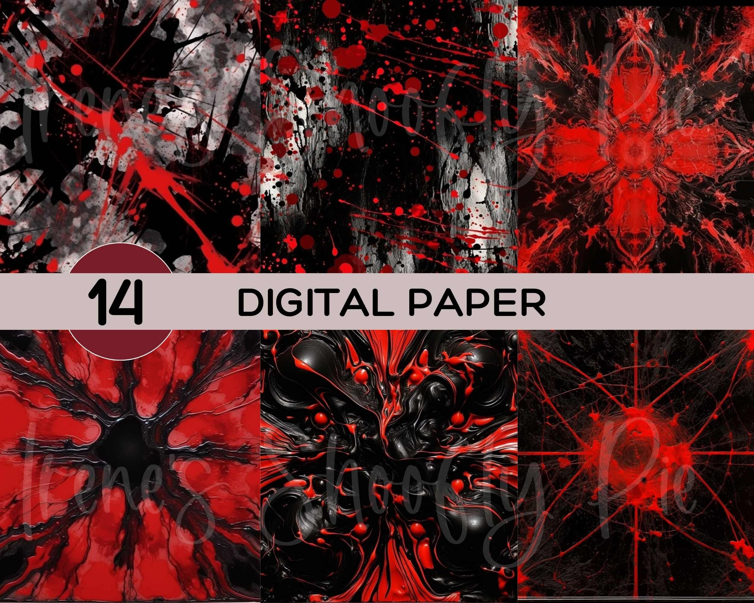 Abstract Digital Paper Gothic Printable Paper Texture Paper Red and ...