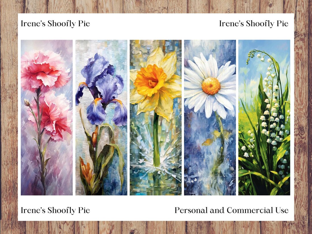 Birth Month Flower Bookmark Set - JPG Bookmark Sets - Flower Bookmarks ...