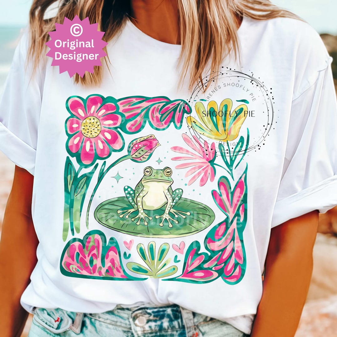 Frog PNG, Frog Sublimation Designs, Cute Frog Png, Waterlily Frog Png ...
