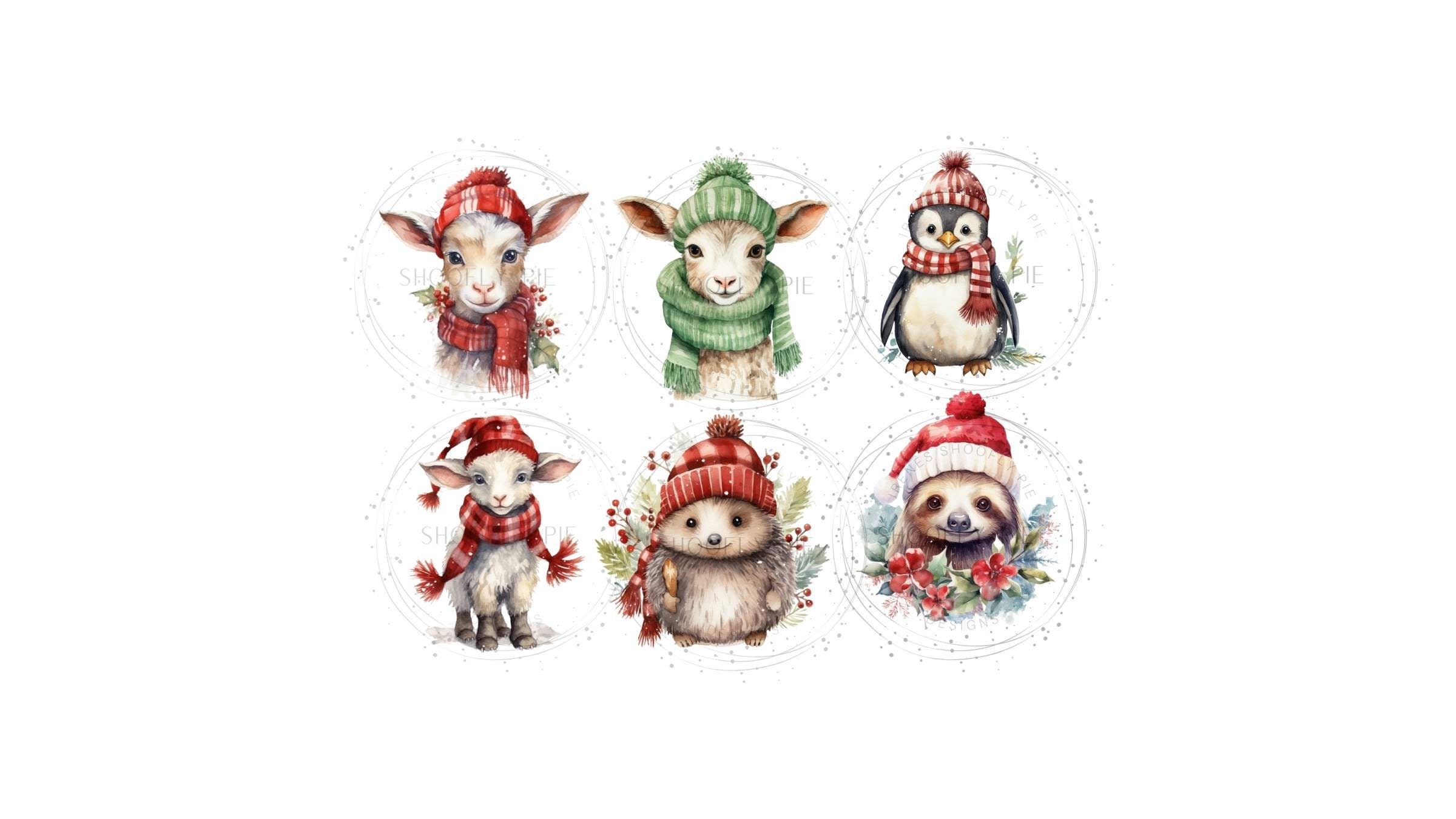 Christmas Animals Watercolor Clipart Animal PNG Scrapbooking Junk ...