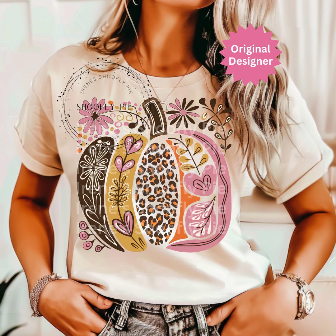 Boho Floral Pumpkin Clipart, Fall Pumpkin Clipart T-shirt Sublimation ...