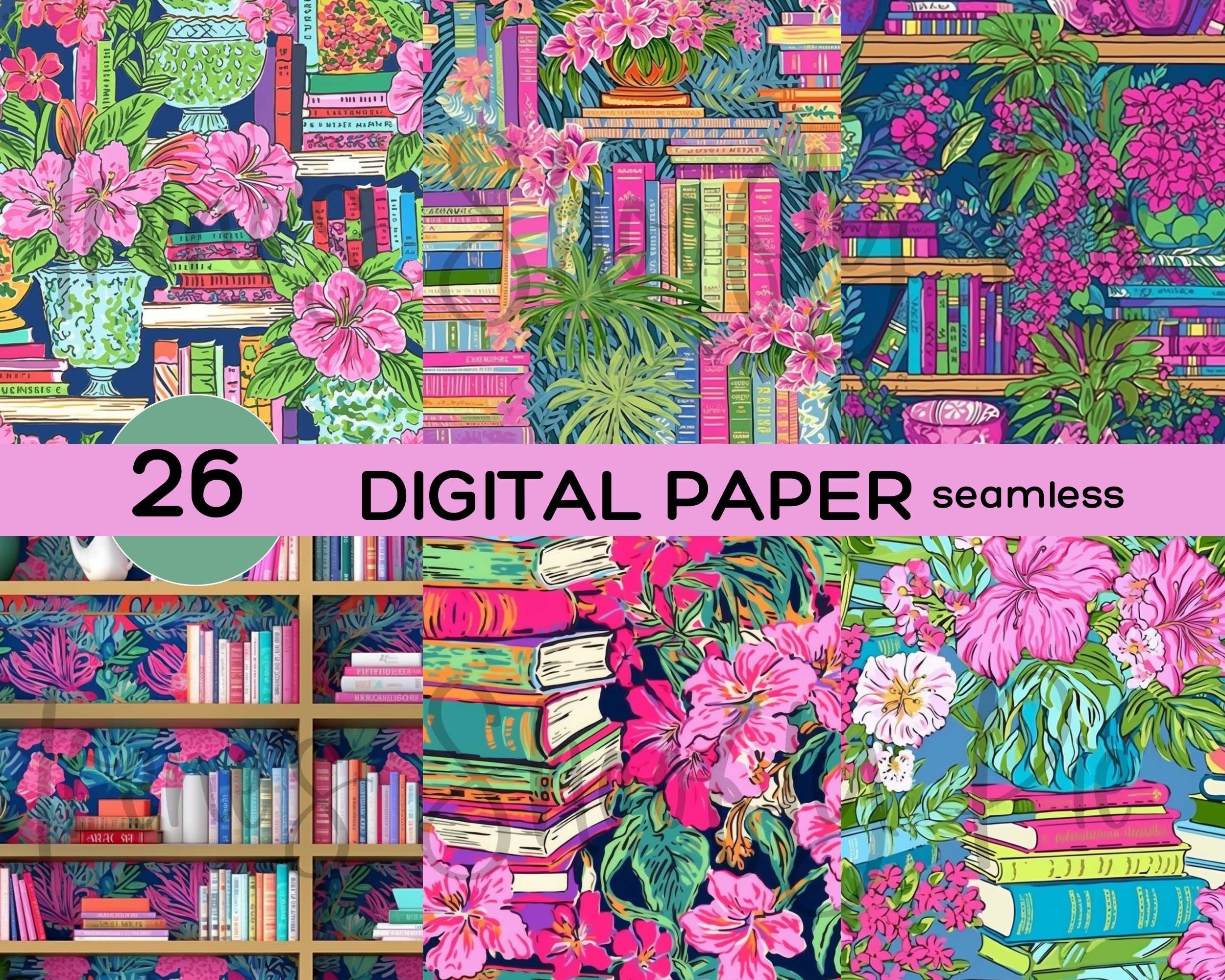 Preppy Books Digital Paper Preppy Seamless Patterns Sublimation Multi ...