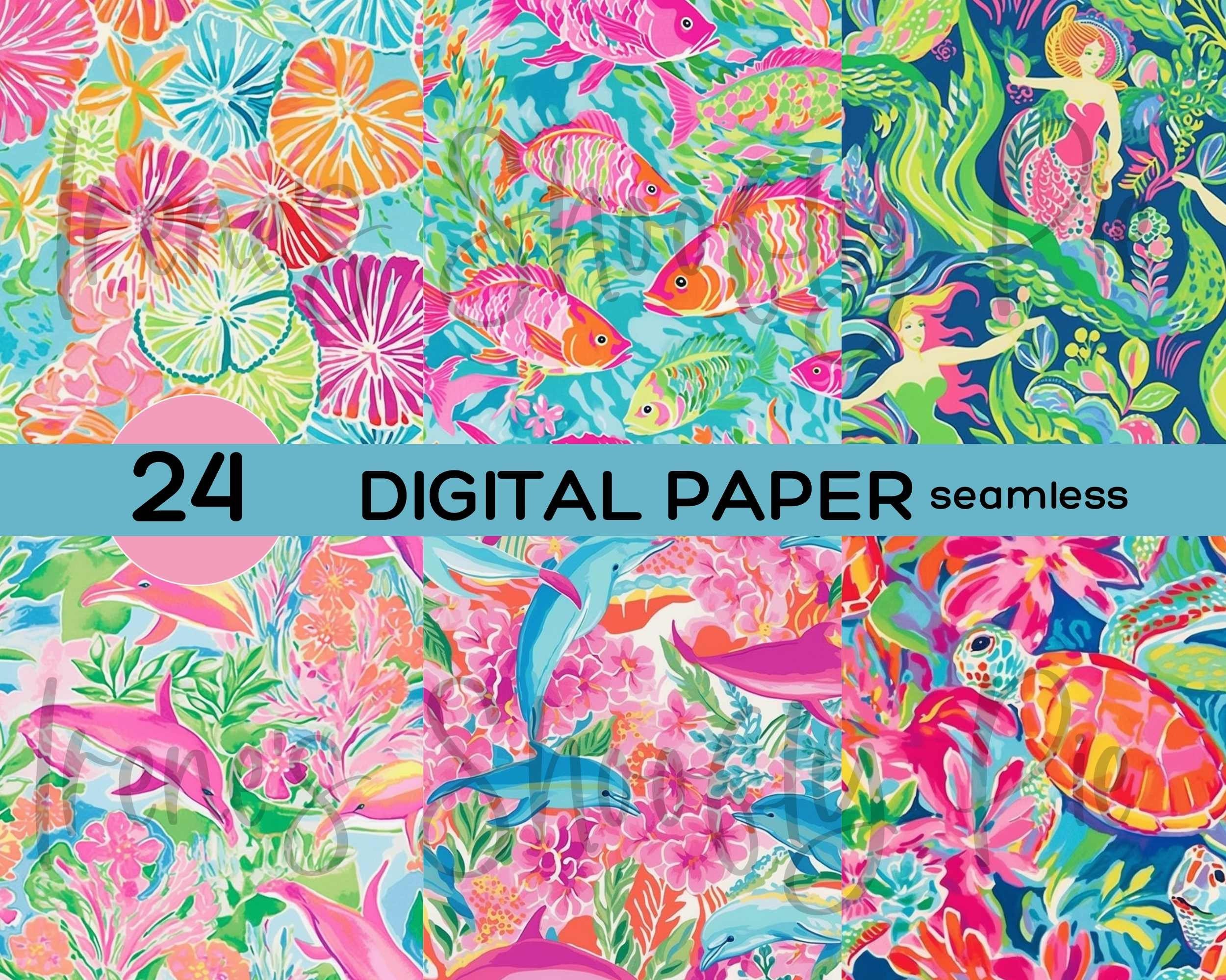 Preppy Ocean Digital Paper Ocean Seamless Patterns Sublimation Multi-medium 12x12 Commercial Use ...