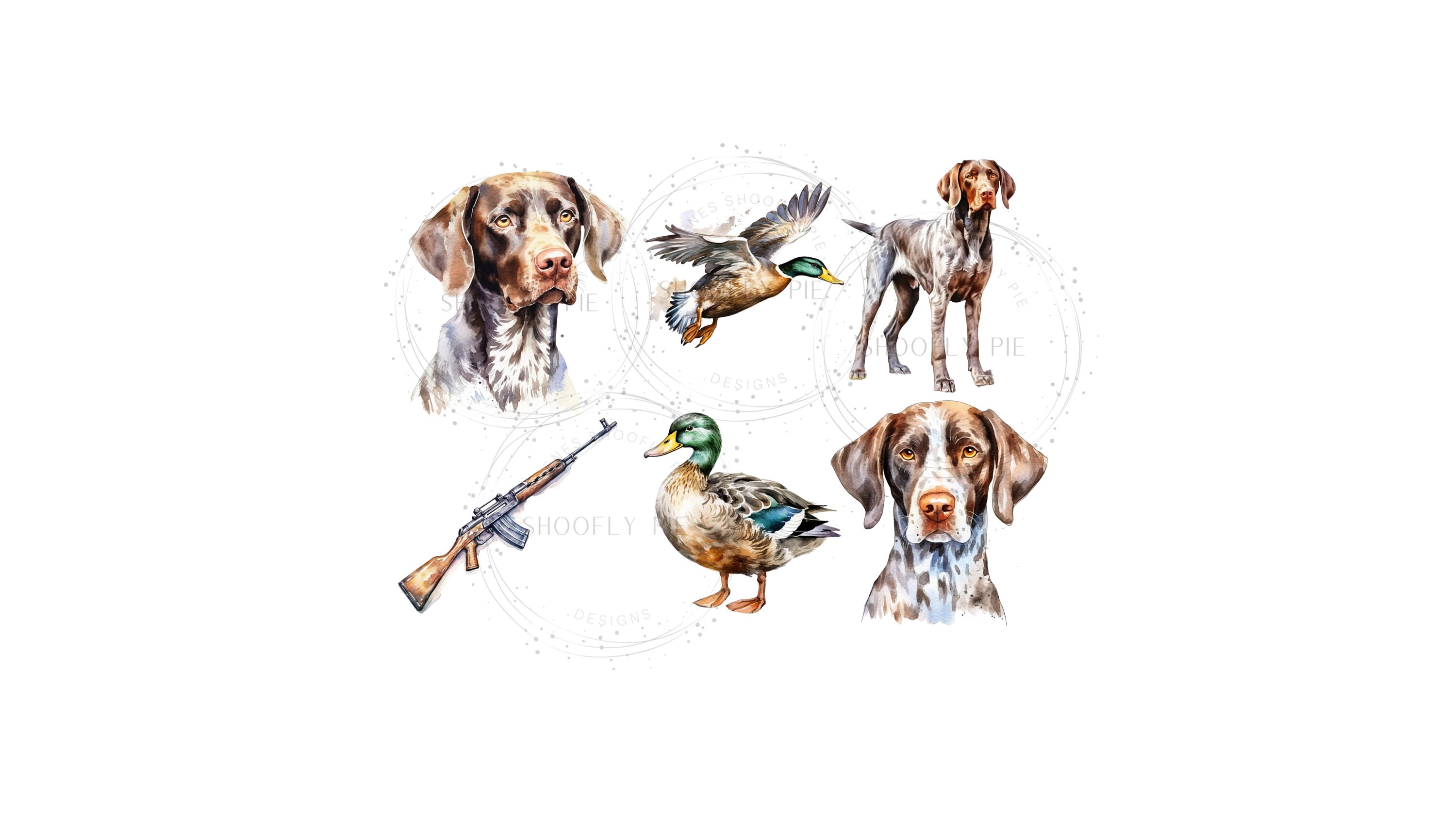 Hunting and Fishing Watercolor Clipart Sports PNG Scrapbooking - Etsy