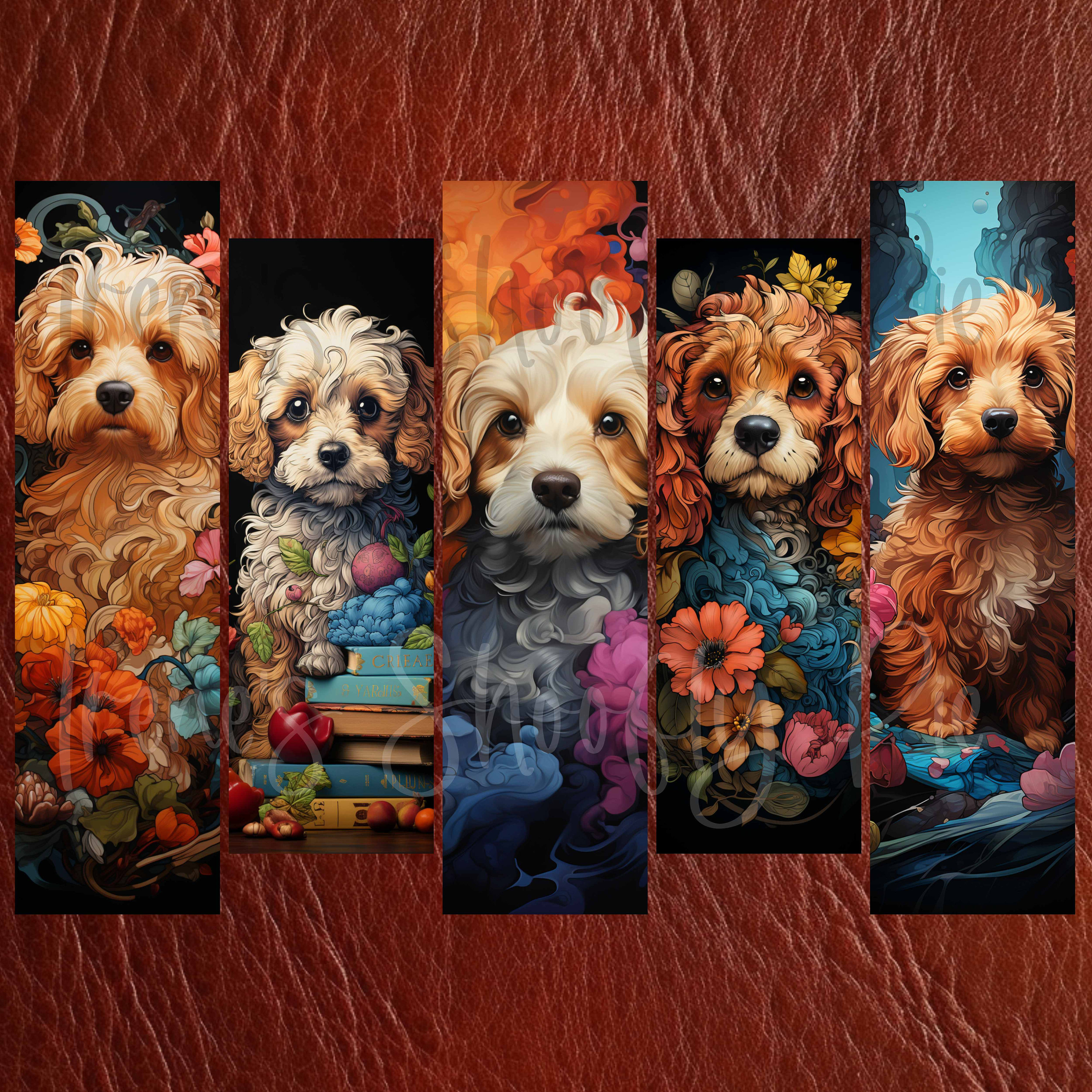 Dog Printable Bookmark Set - Dog Art Bookmark Sets - Colorful Bookmarks - Digital Downloads ...