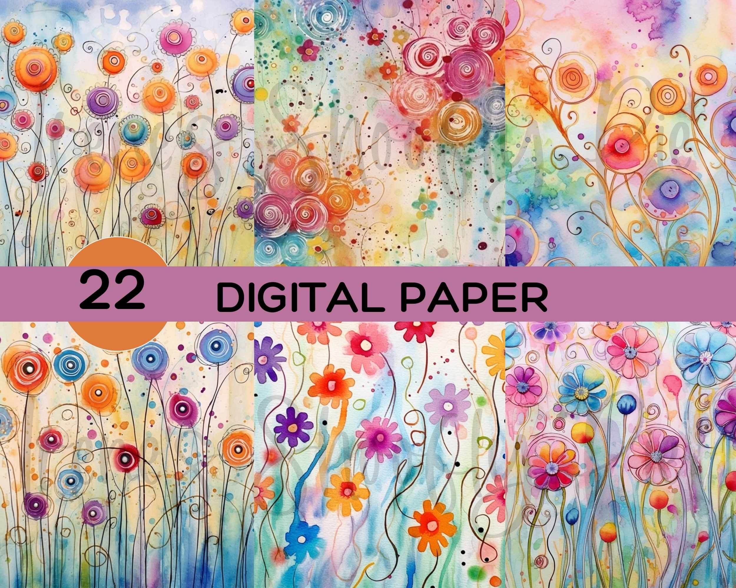 Whimsical Floral Digital Paper - Whimsical Spring Flower Printable ...