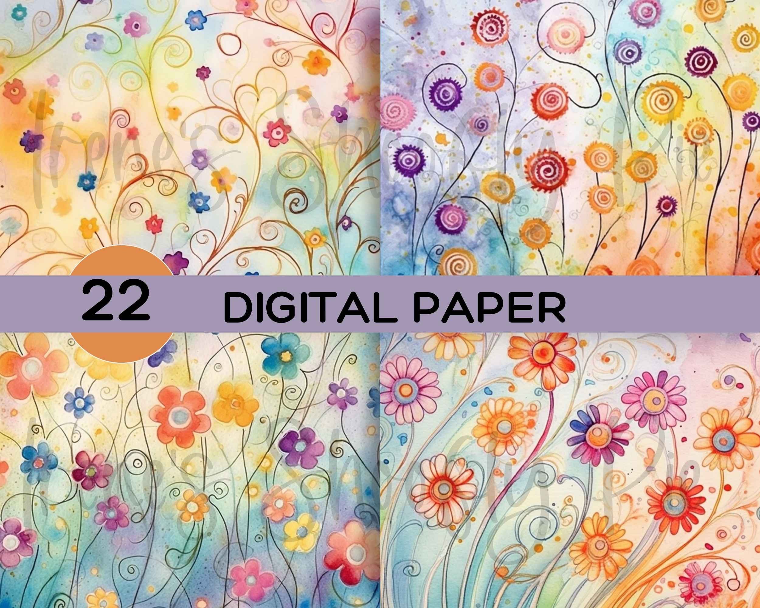 Whimsical Floral Digital Paper - Whimsical Spring Flower Printable ...