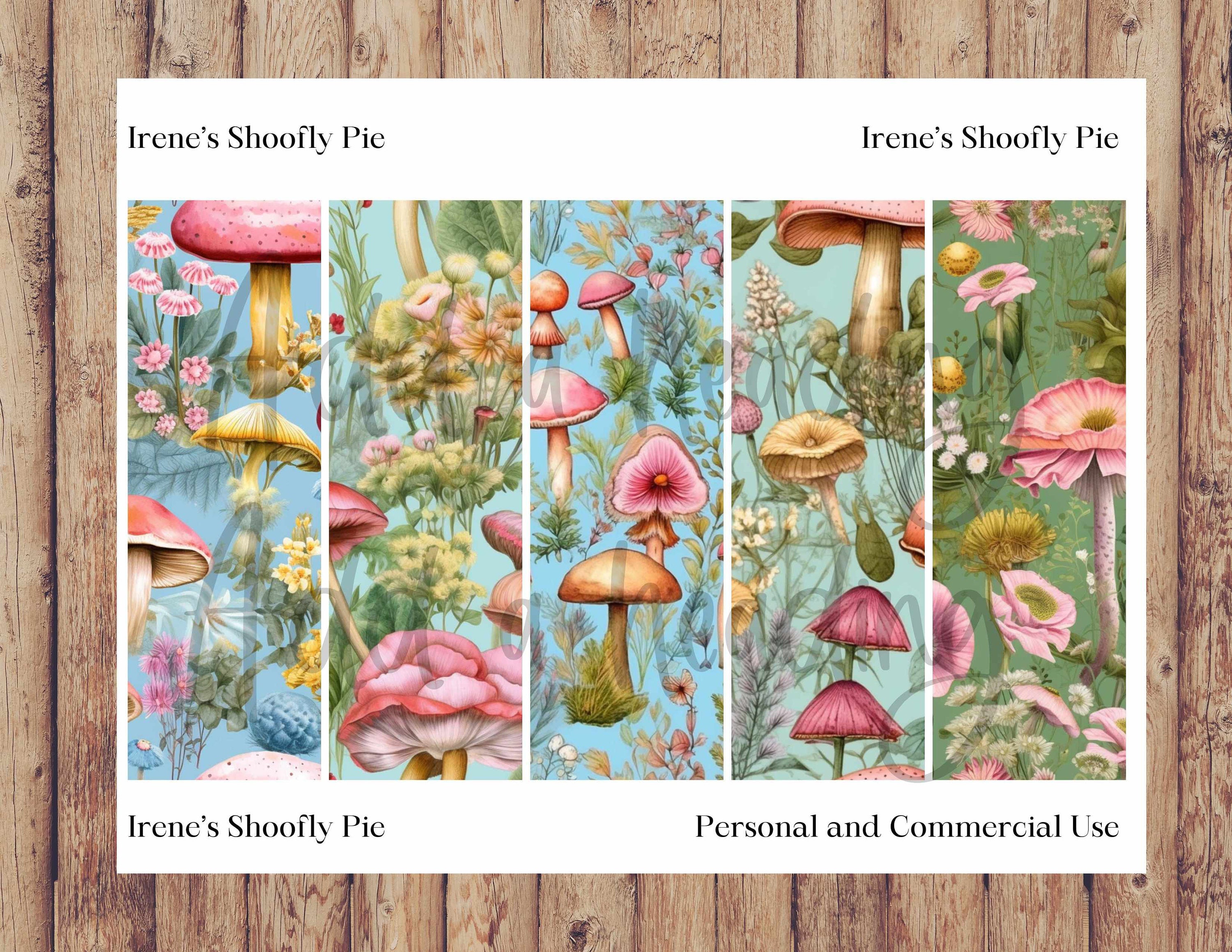 Pink Mushroom Printable Bookmark Set Mushroom Bookmarks Digital ...