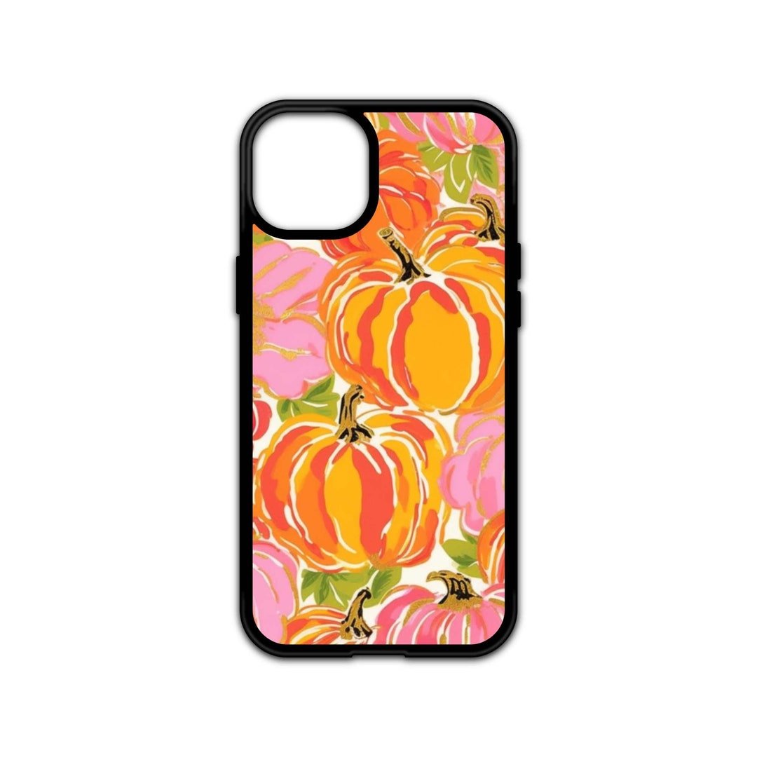 Preppy Pumpkin iPhone Case Fall Phone Case Pink and Orange Phone Case Autumn Pumpkin Phone Case ...