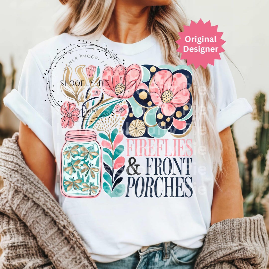 Fireflies and Front Porches Png, Boho Floral PNG, Summer Sublimation ...