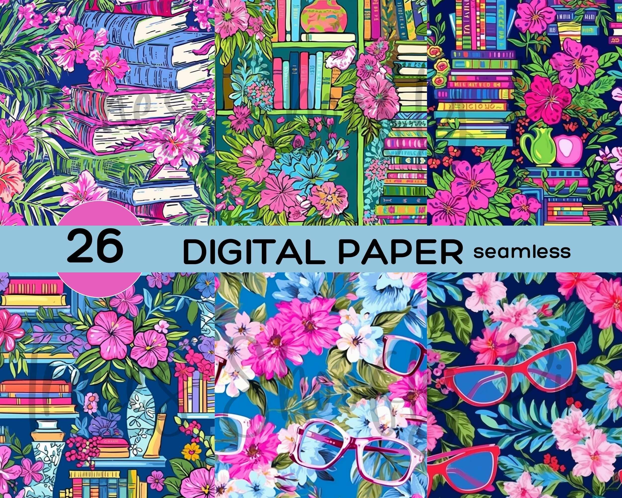 Preppy Books Digital Paper Preppy Seamless Patterns Sublimation Multi ...