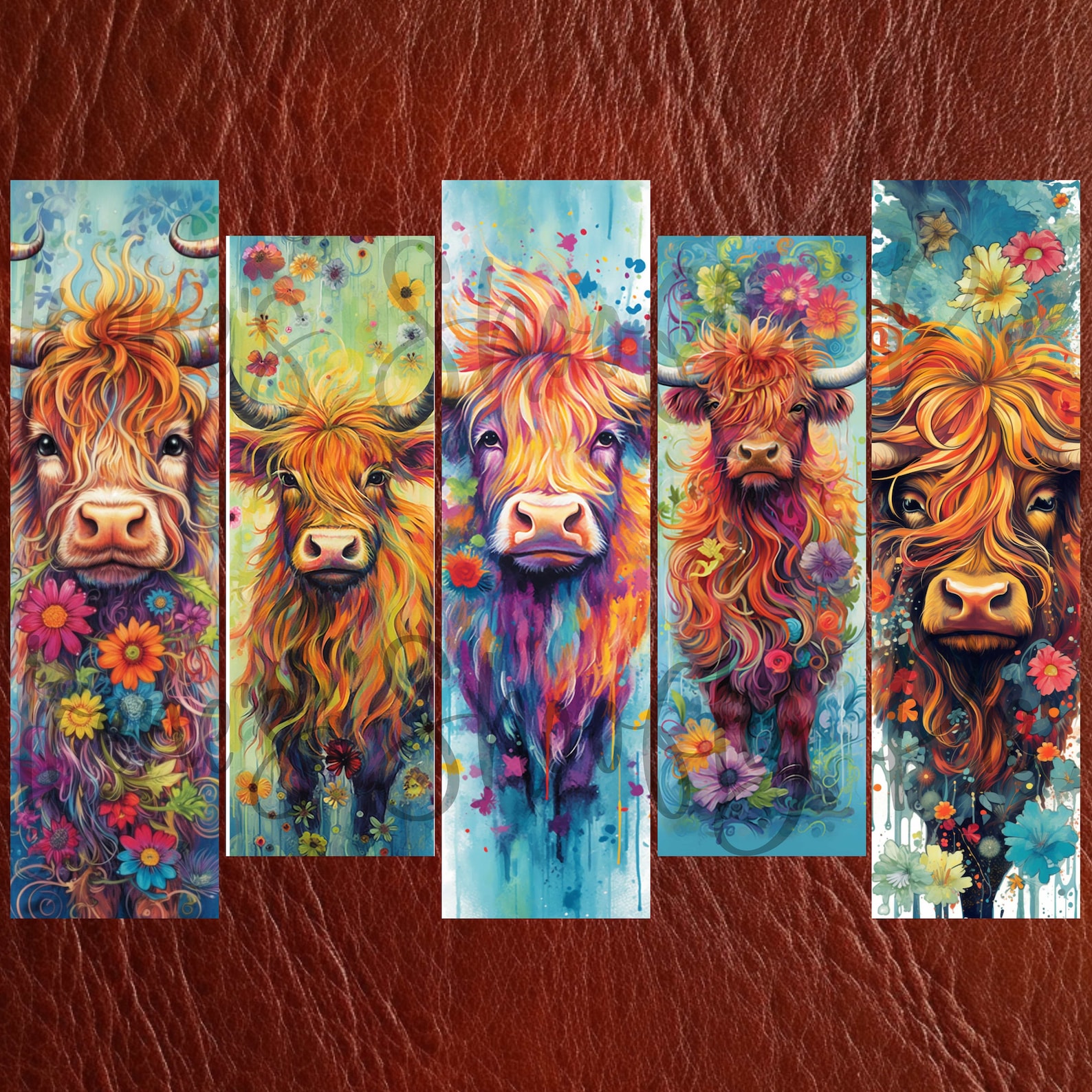 Highland Cow Printable Bookmark Set Whimsical Highland Cow Bookmark ...