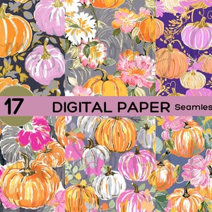 Preppy Pumpkin Digital Paper - Seamless Pattern - 12x12" - Commercial ...